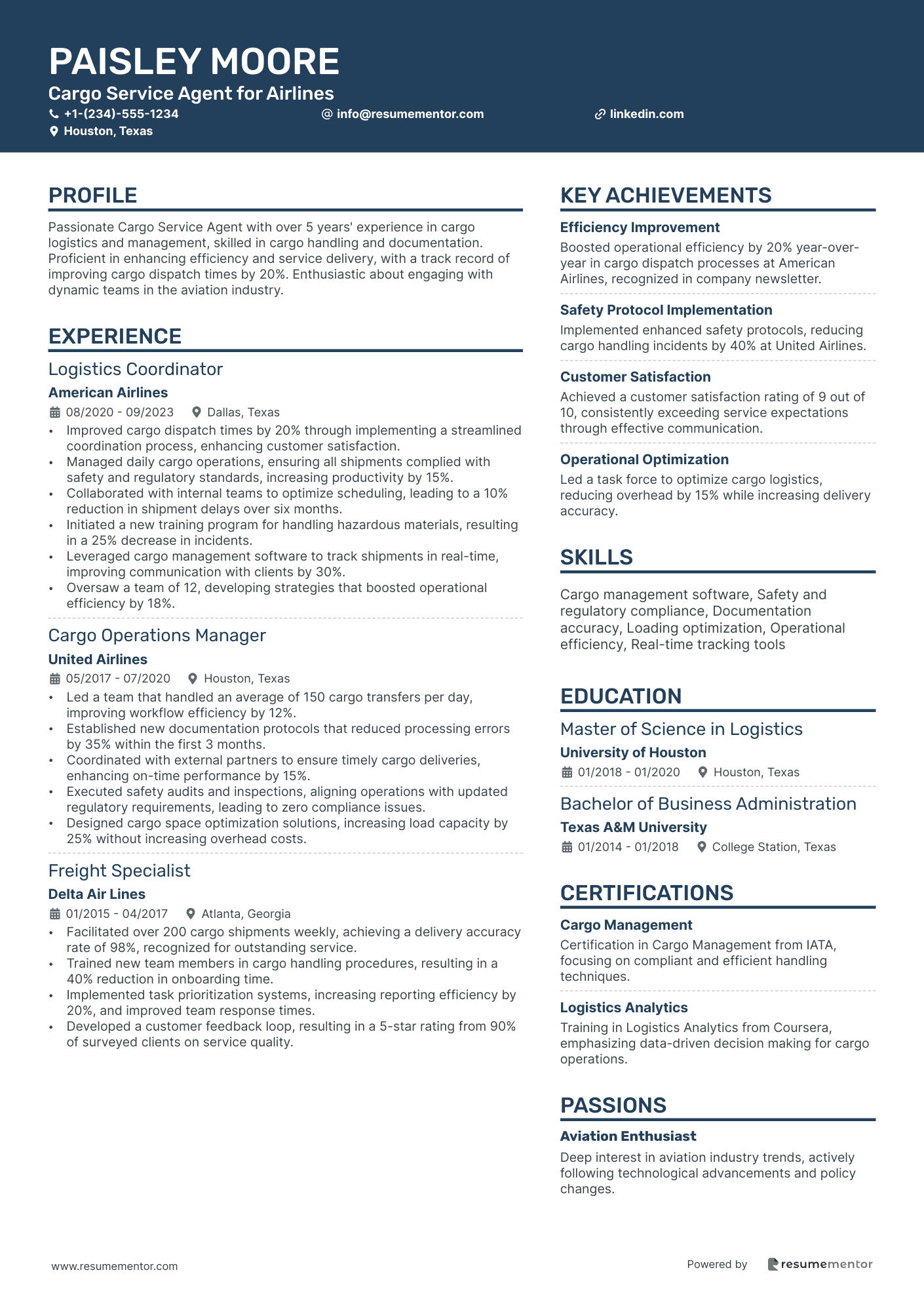 Airline Customer Service Agent Resume Examples - Free to Edit ATS ...