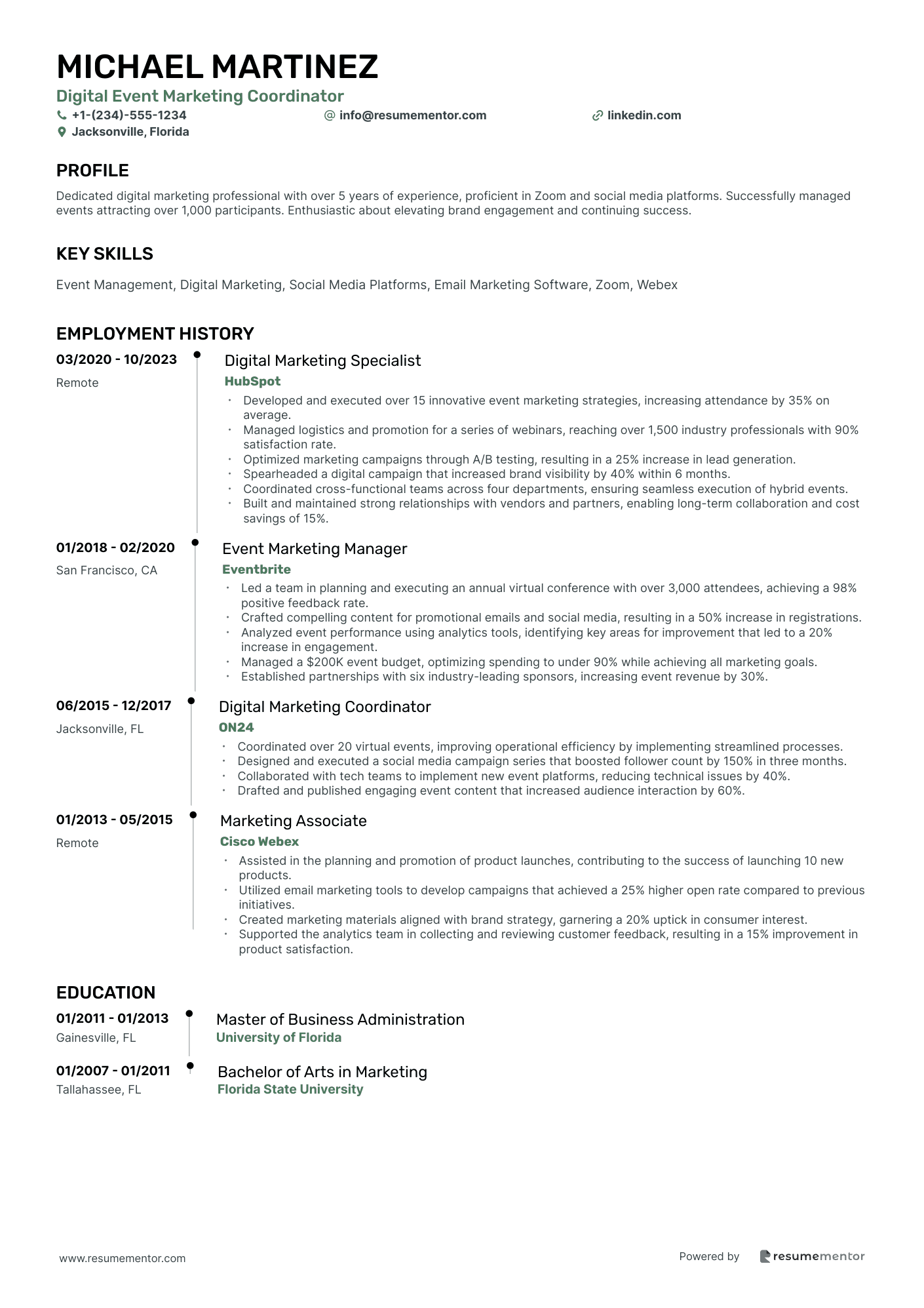 Event Marketing Resume Example - Free to Edit ATS-Friendly PDF - 2025
