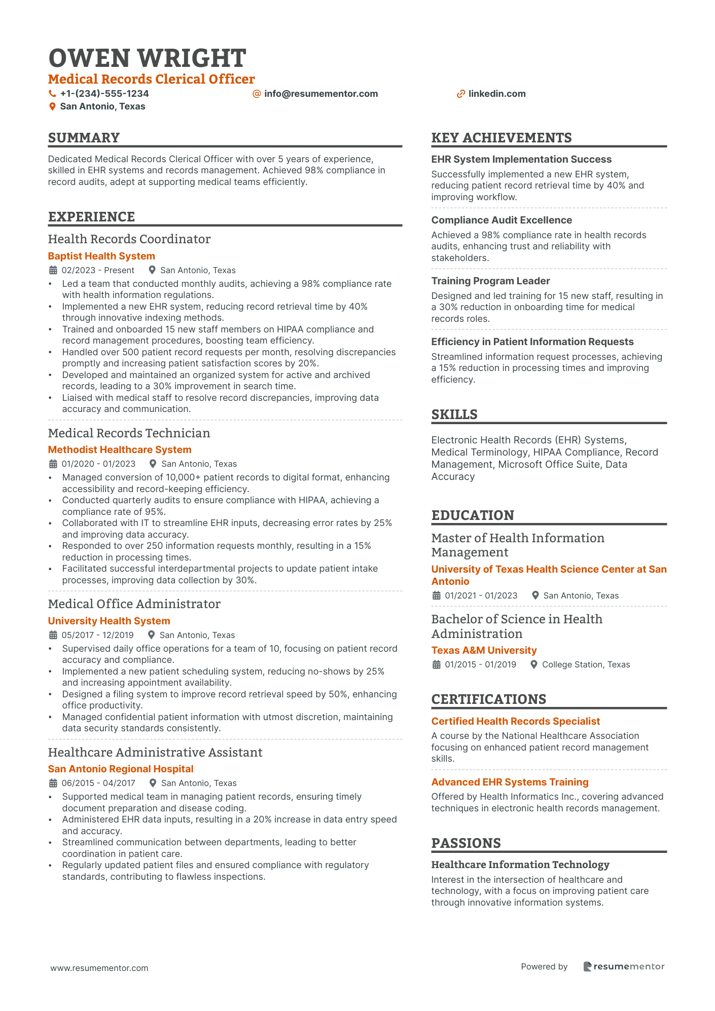 Clerical Resume Examples - Free to Edit ATS-Friendly PDF - 2025