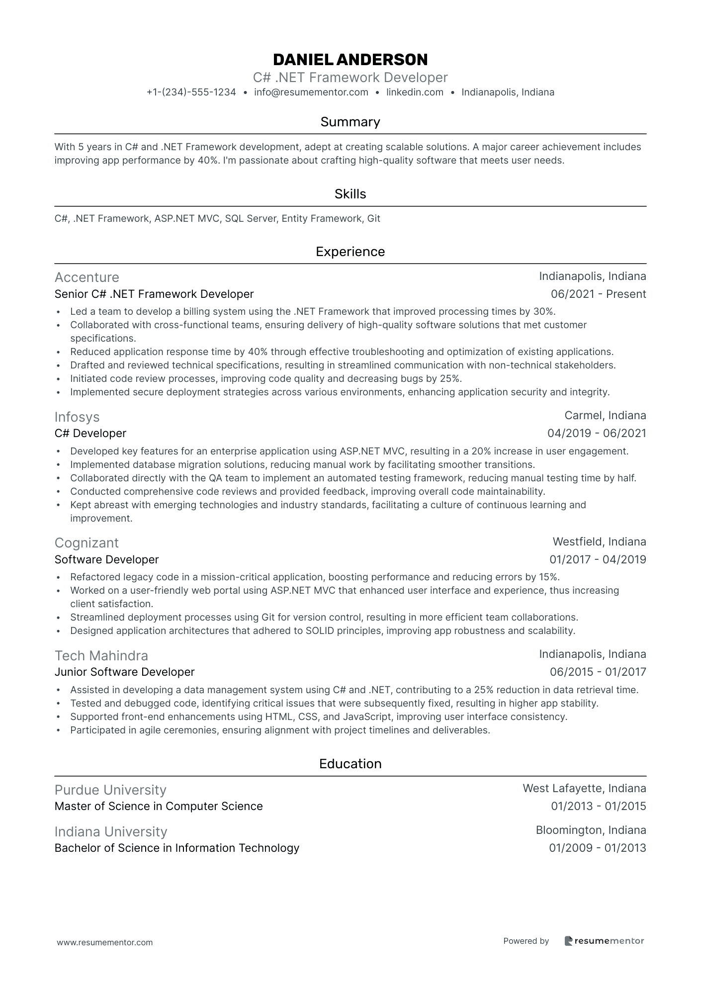 C# Developer Resume Example - Free to Edit ATS-Friendly PDF - 2025