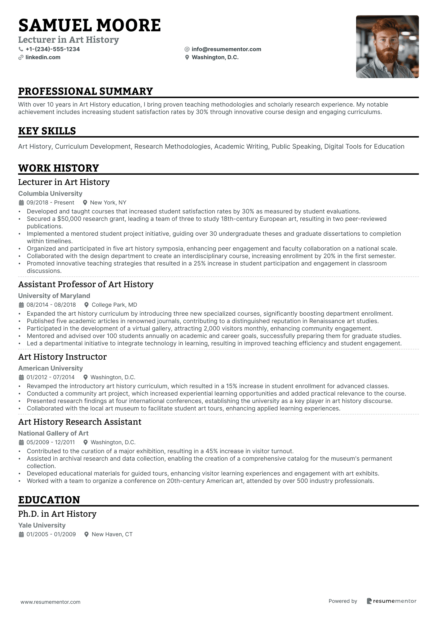 College Professor Resume Examples - Free to Edit ATS-Friendly PDF - 2025