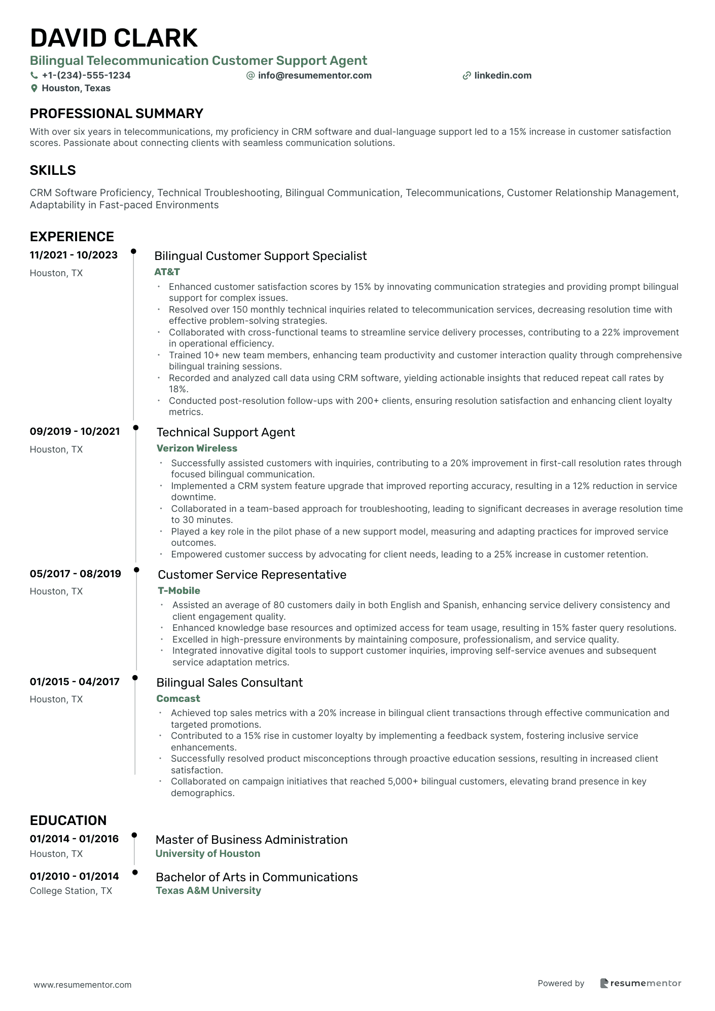 Bilingual Customer Service Representative Resume Examples - Free to ...