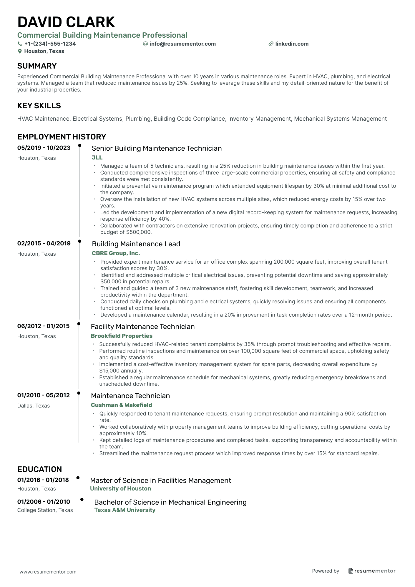 Maintenance Resume Examples - Free to Edit ATS-Friendly PDF - 2025