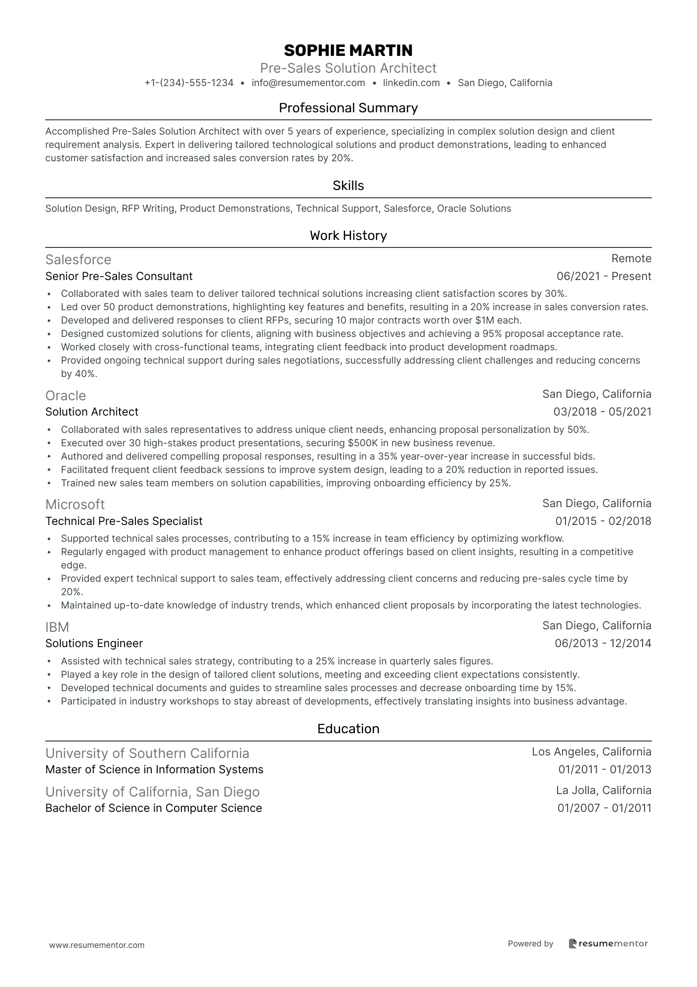 Pre-Sales Resume Example - Free to Edit ATS-Friendly PDF - 2025