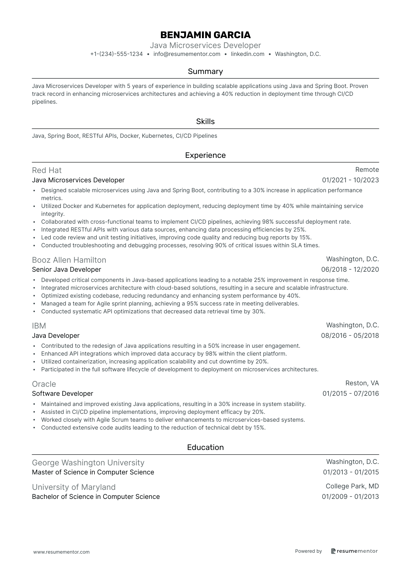 Java Developer Resume Example - Free to Edit ATS-Friendly PDF - 2025