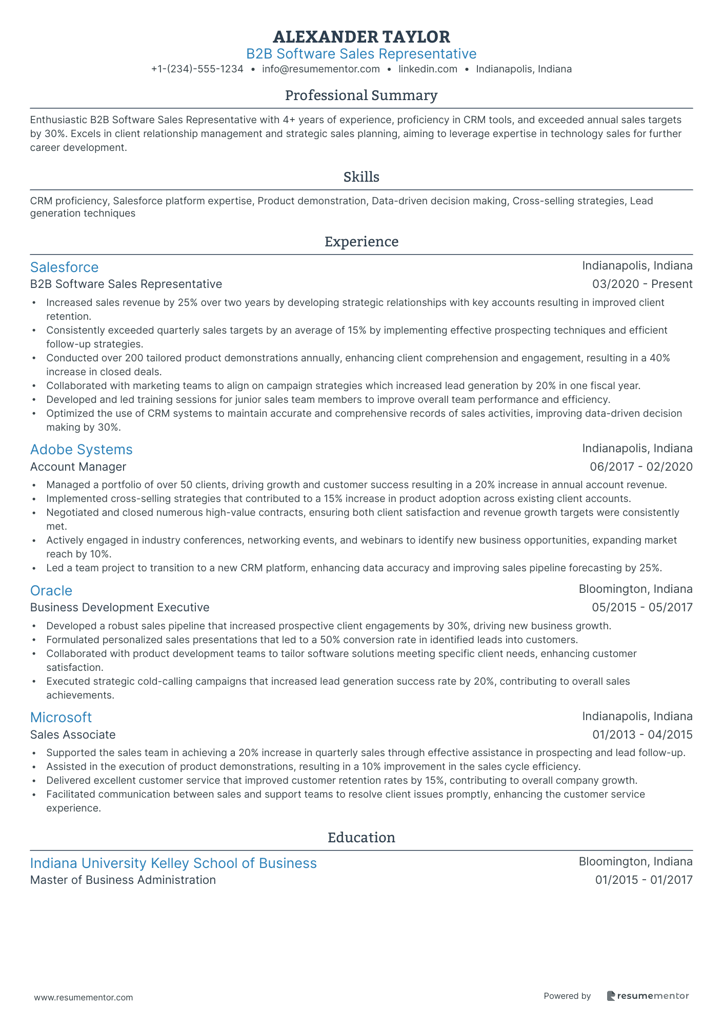 B2B Sales Resume Example - Free to Edit ATS-Friendly PDF - 2025