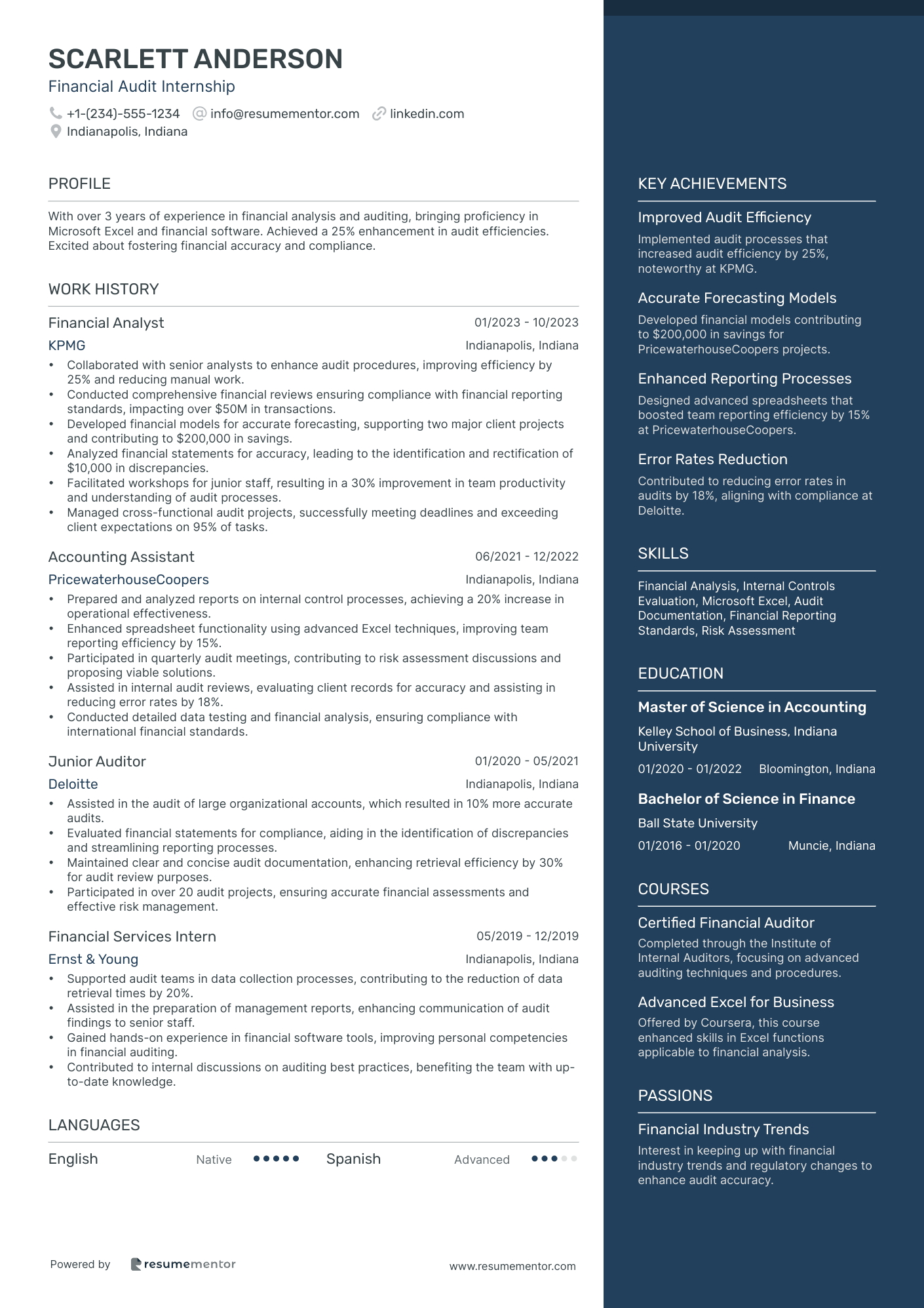 Finance Internship Resume Example - Free to Edit ATS-Friendly PDF - 2025