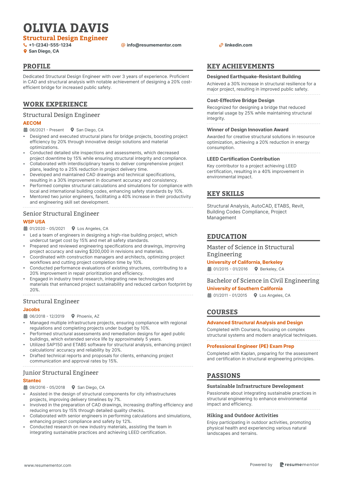 Structural Engineer Resume Example - Free to Edit ATS-Friendly PDF - 2025