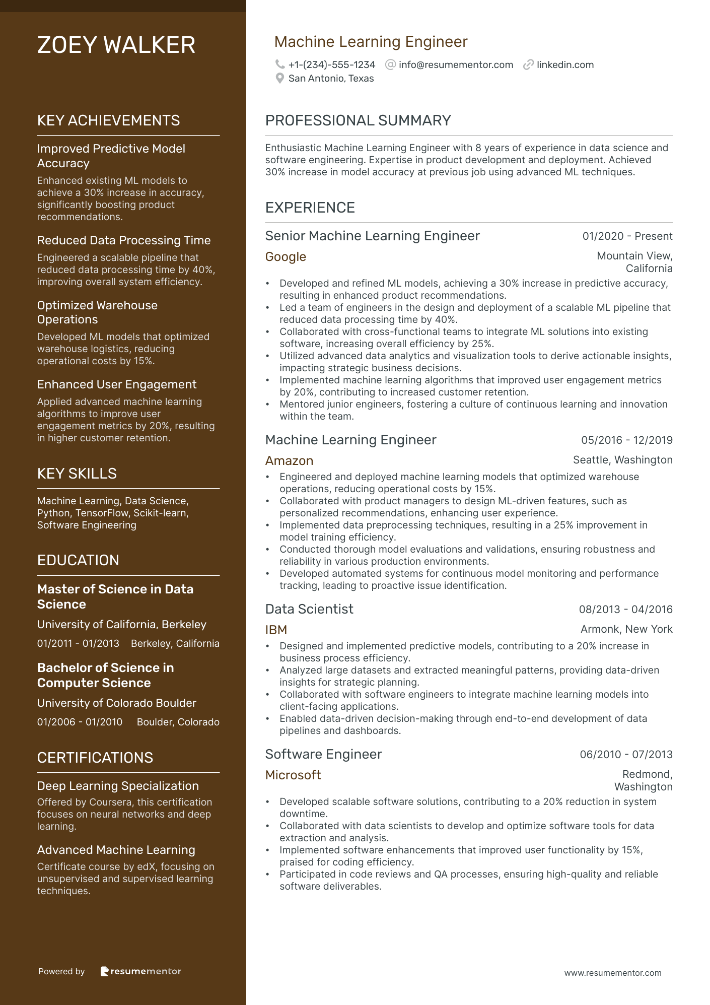 9 9+ Machine Learning Resume Examples - Free to Edit ATS-Friendly PDF ...