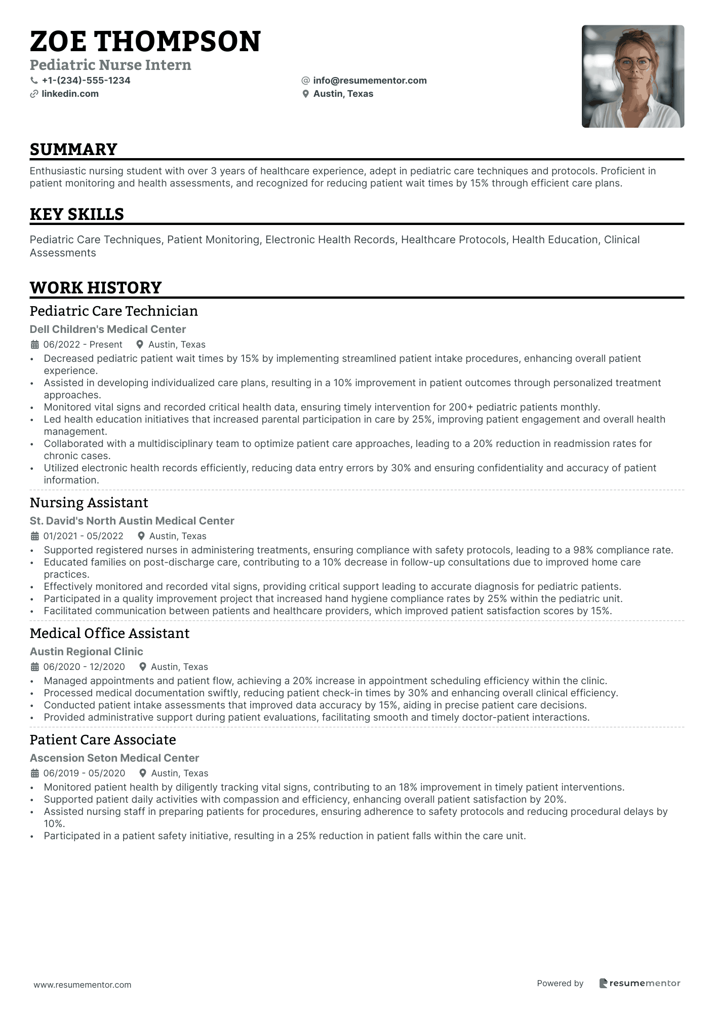 Nurse Intern Resume Example - Free to Edit ATS-Friendly PDF - 2025