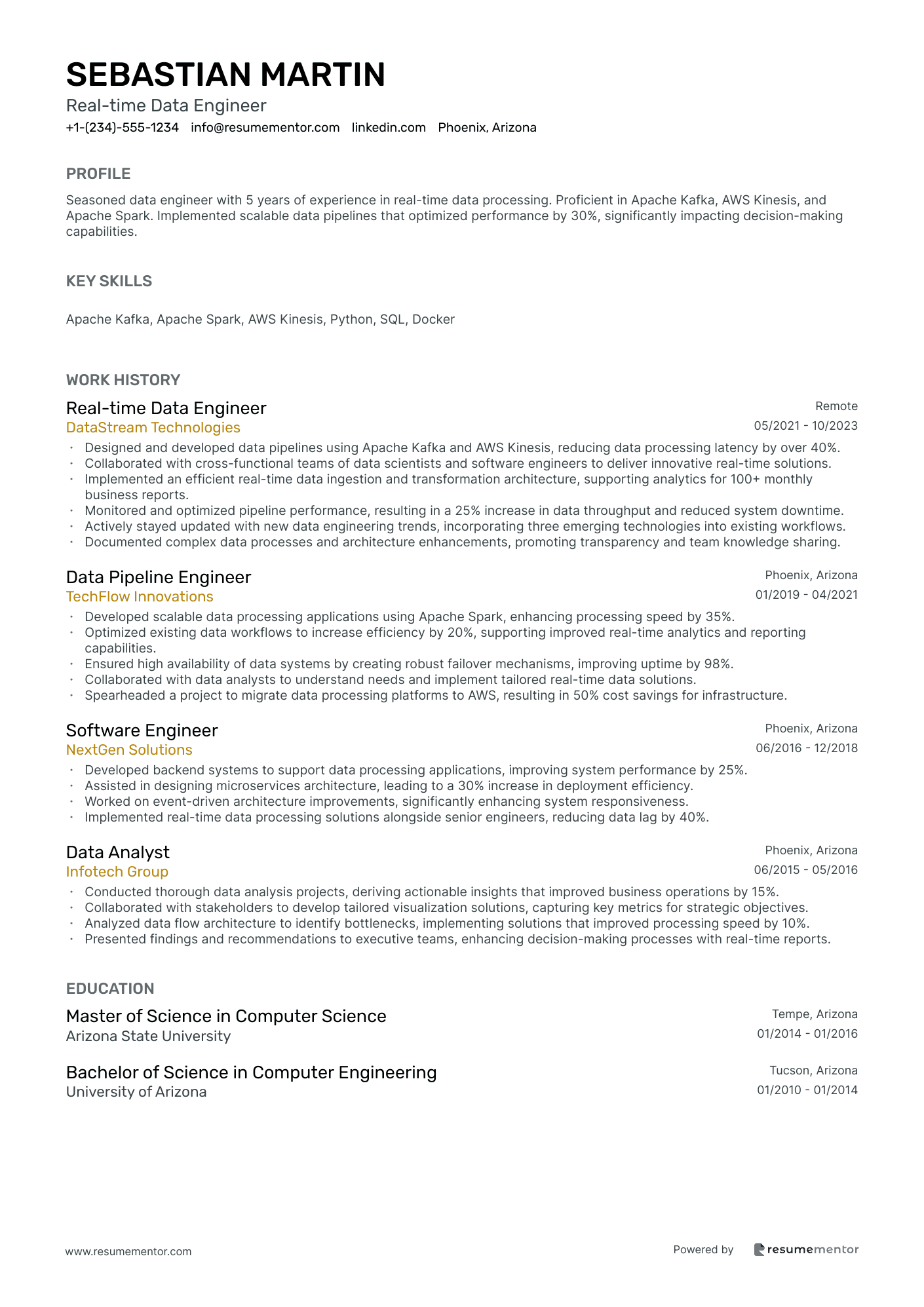 Data Engineer Resume Example - Free to Edit ATS-Friendly PDF - 2025