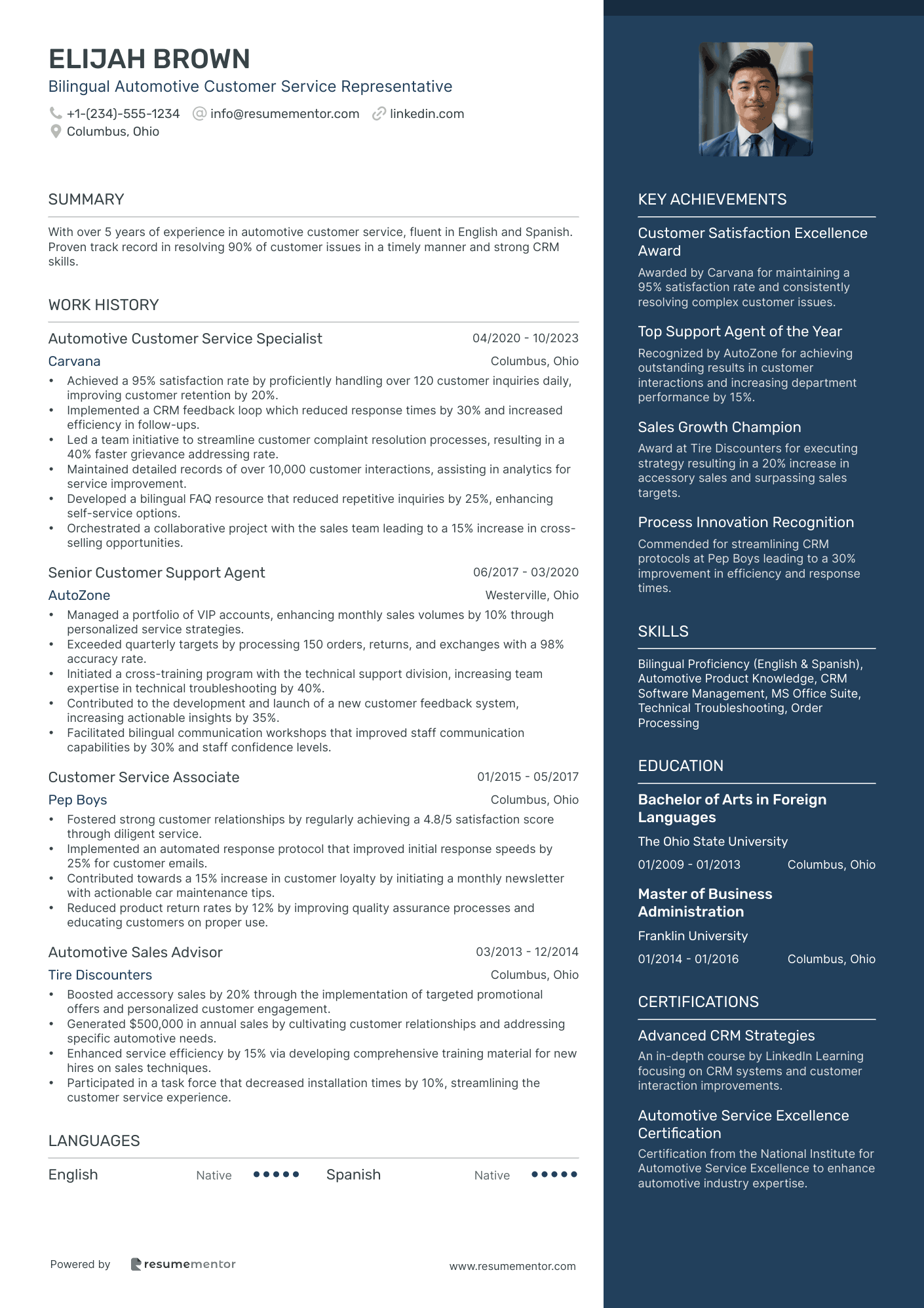 Bilingual Customer Service Representative Resume Examples - Free to ...