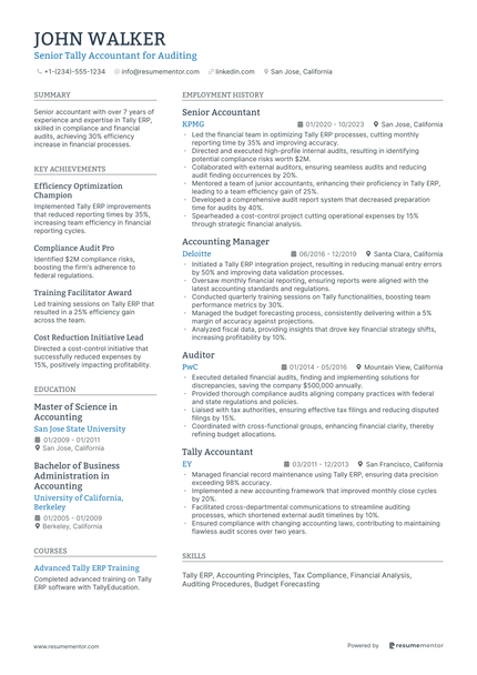 Tally Accountant Resume Examples To Get You Hired in 2025