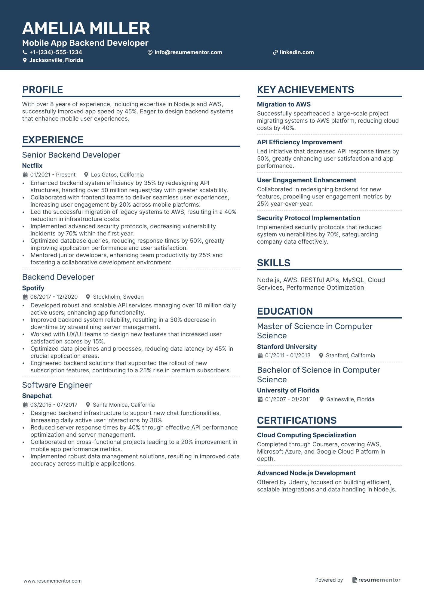 Backend Developer Resume Example - Free to Edit ATS-Friendly PDF - 2025