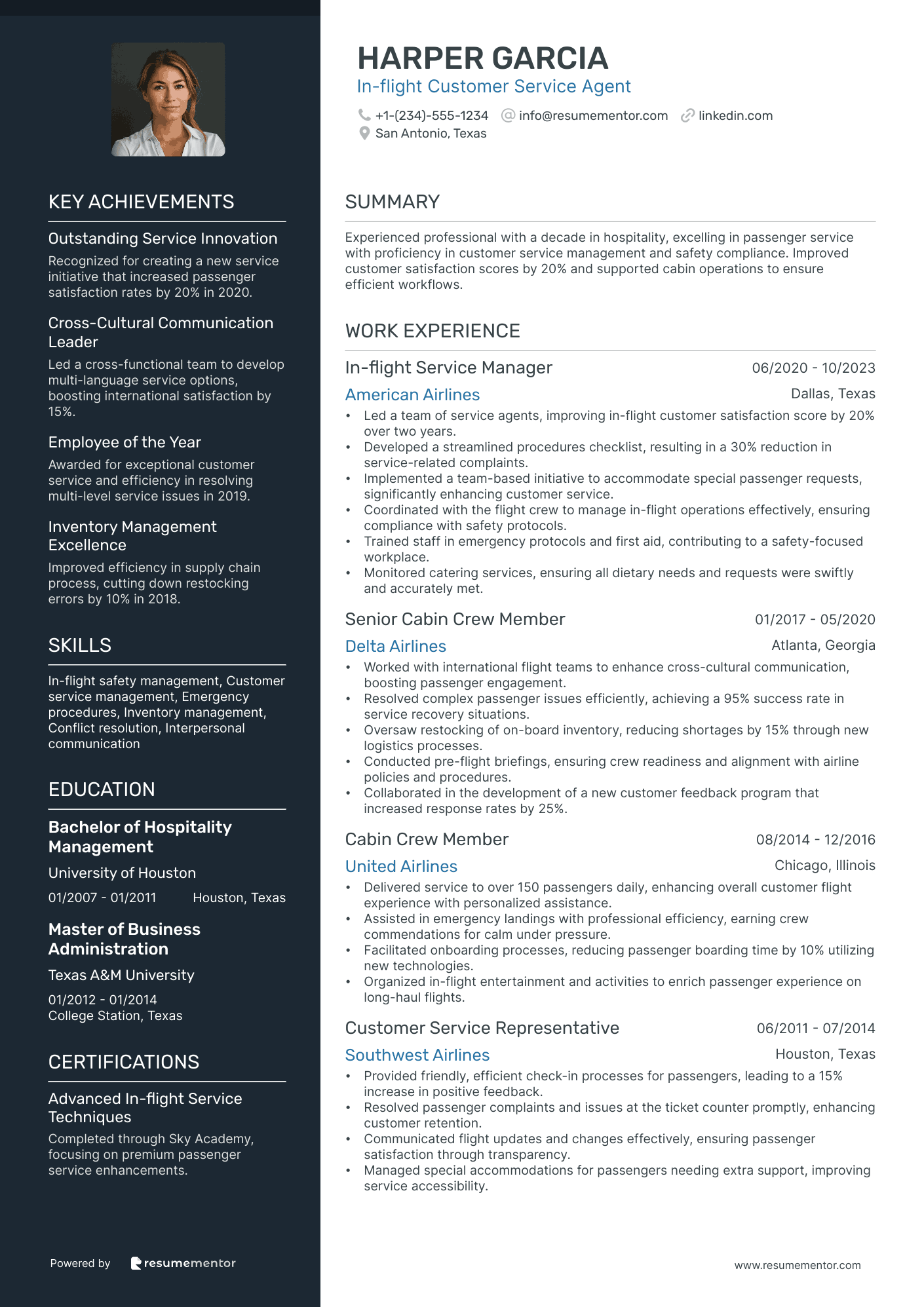 Airline Customer Service Agent Resume Examples - Free to Edit ATS ...