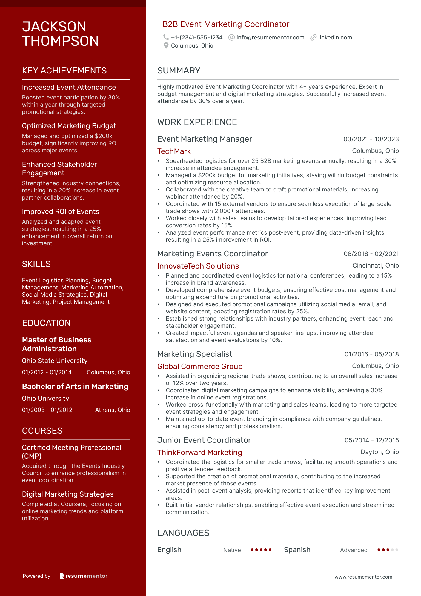 B2B Marketing Resume Example - Free to Edit ATS-Friendly PDF - 2025