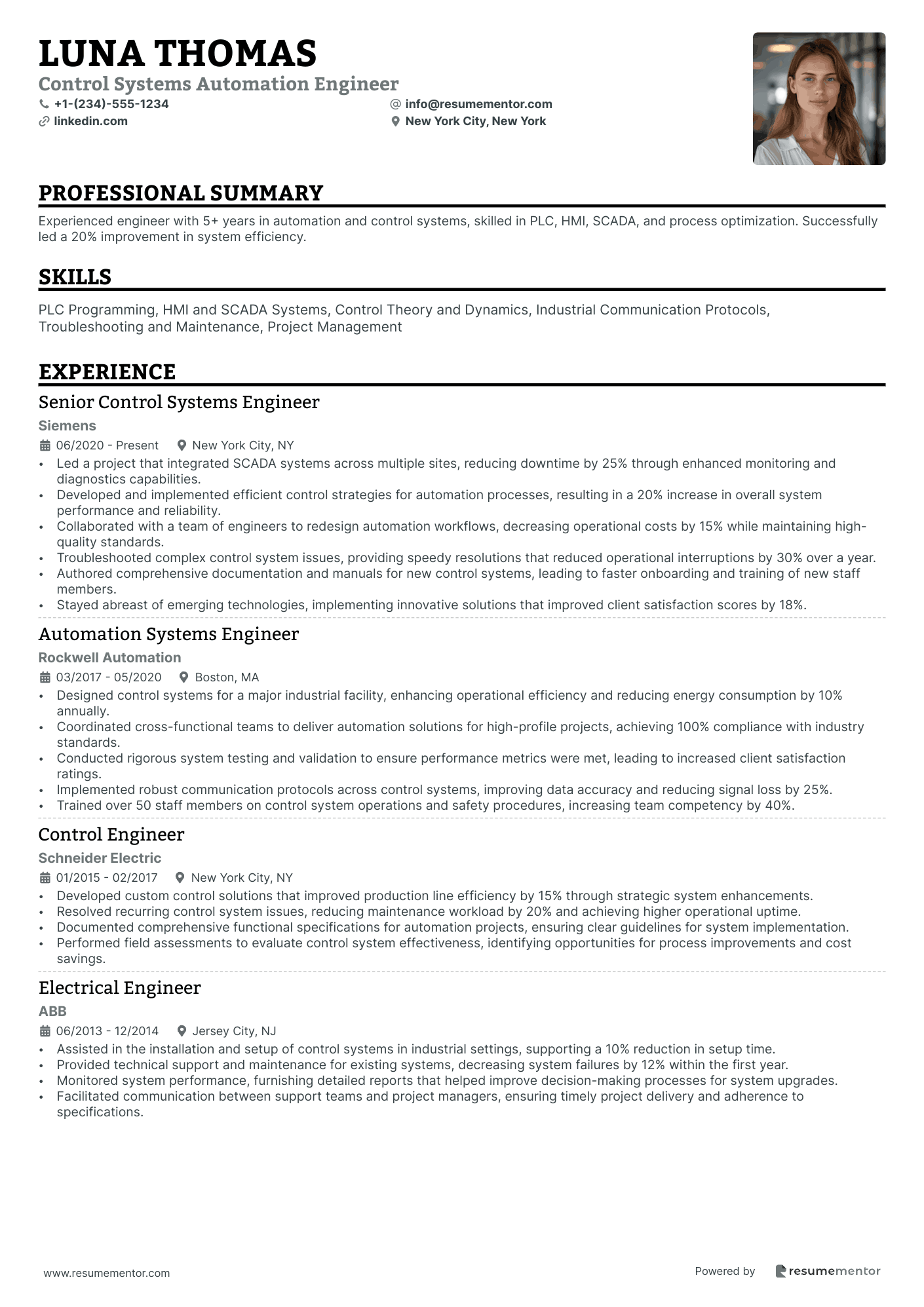 Automation Engineer Resume Example - Free to Edit ATS-Friendly PDF - 2025