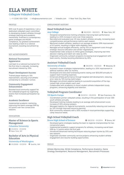 Athletes and Sports Resume Examples - Free to Edit ATS-Friendly PDF - 2025