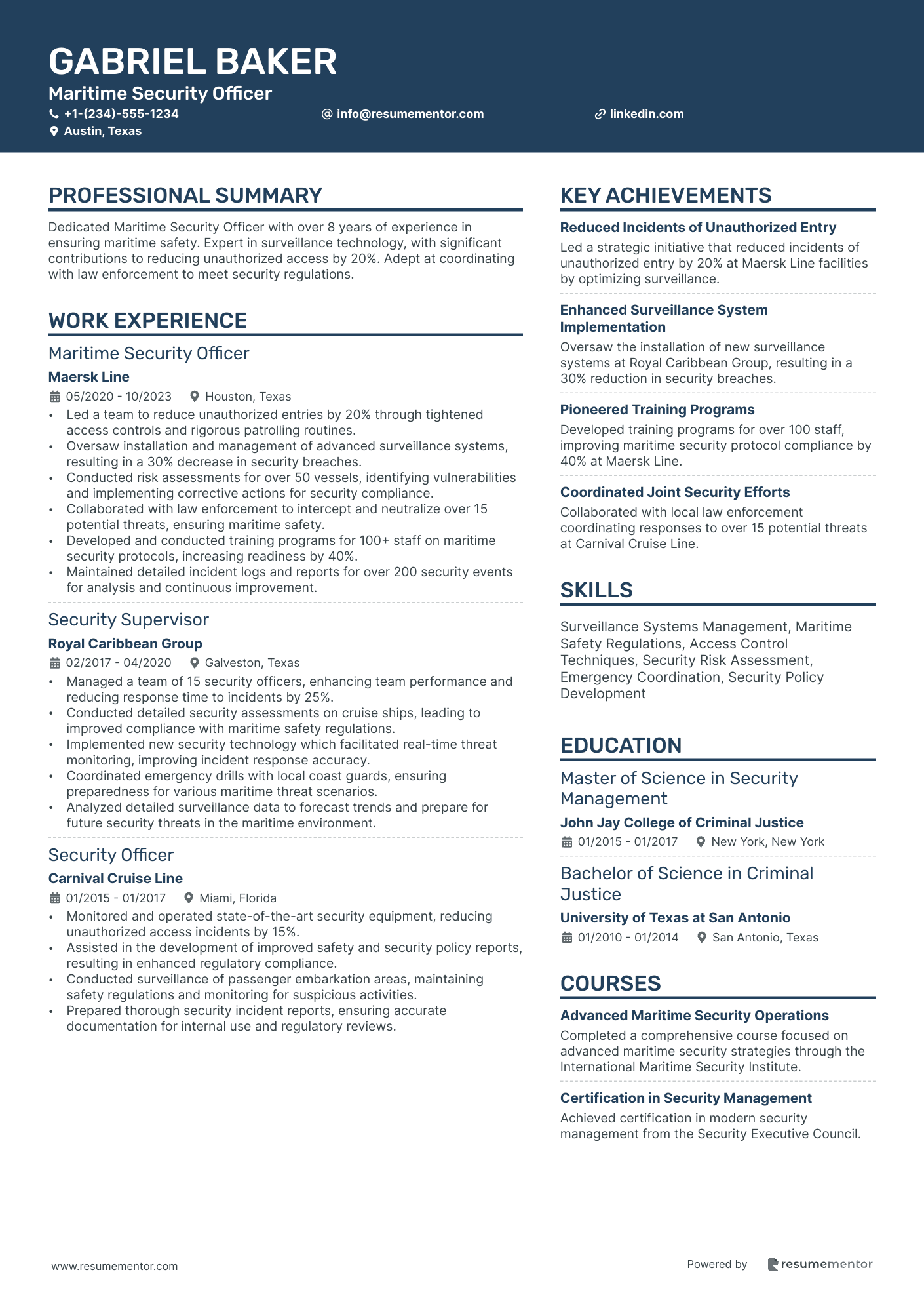 Security Officer Resume Examples - Free to Edit ATS-Friendly PDF - 2025