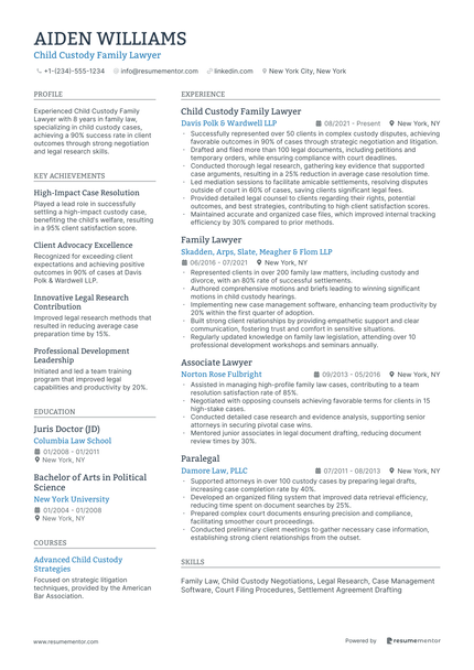 Family Lawyer Resume Example - Free to Edit ATS-Friendly PDF - 2025