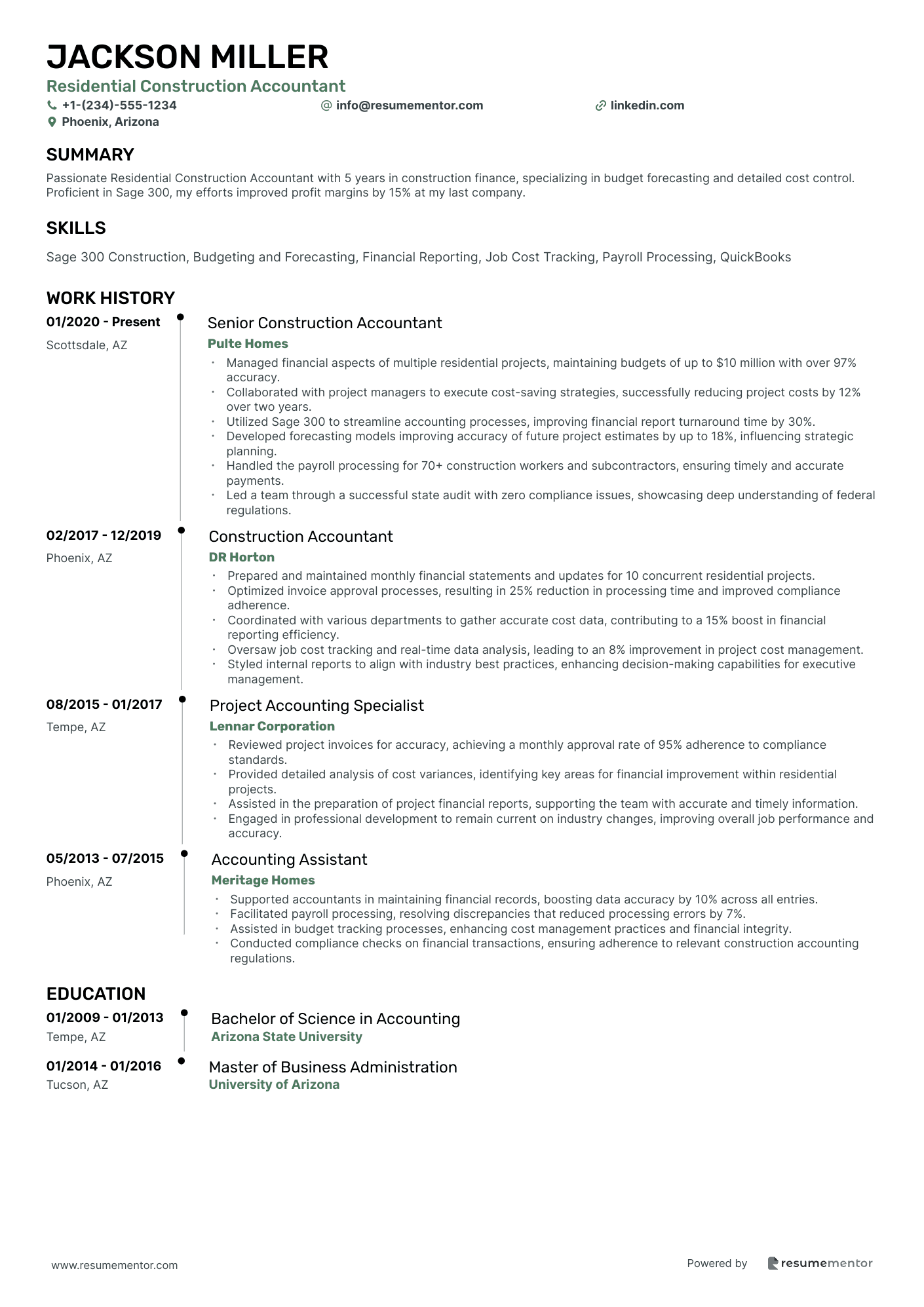 Construction Accountant Resume Example - Free to Edit ATS-Friendly PDF ...