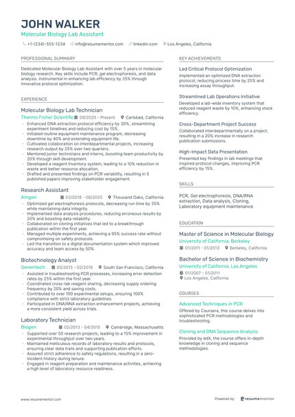 Lab Assistant Resume Examples - Free to Edit ATS-Friendly PDF - 2025