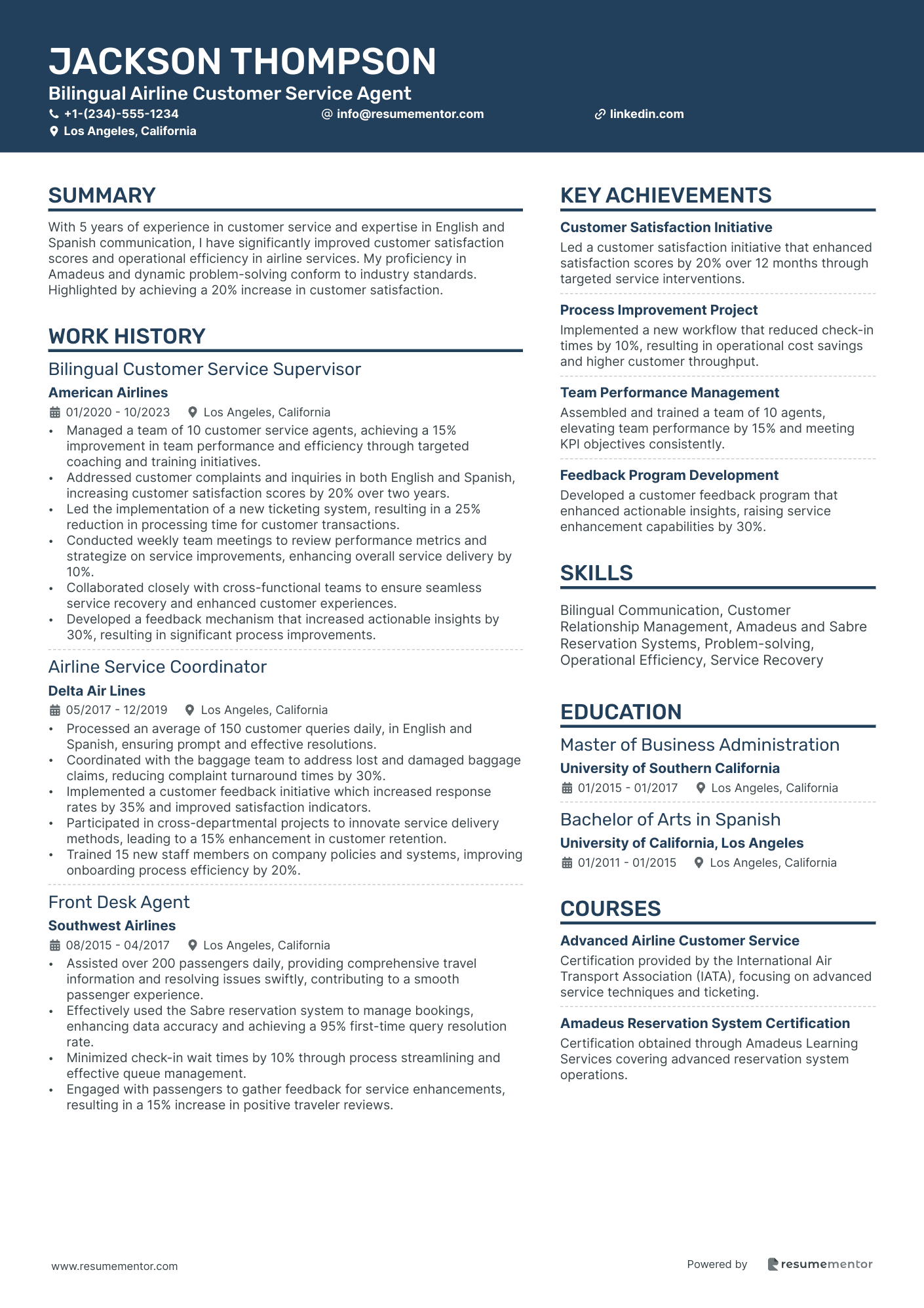 Airline Customer Service Agent Resume Examples - Free to Edit ATS ...