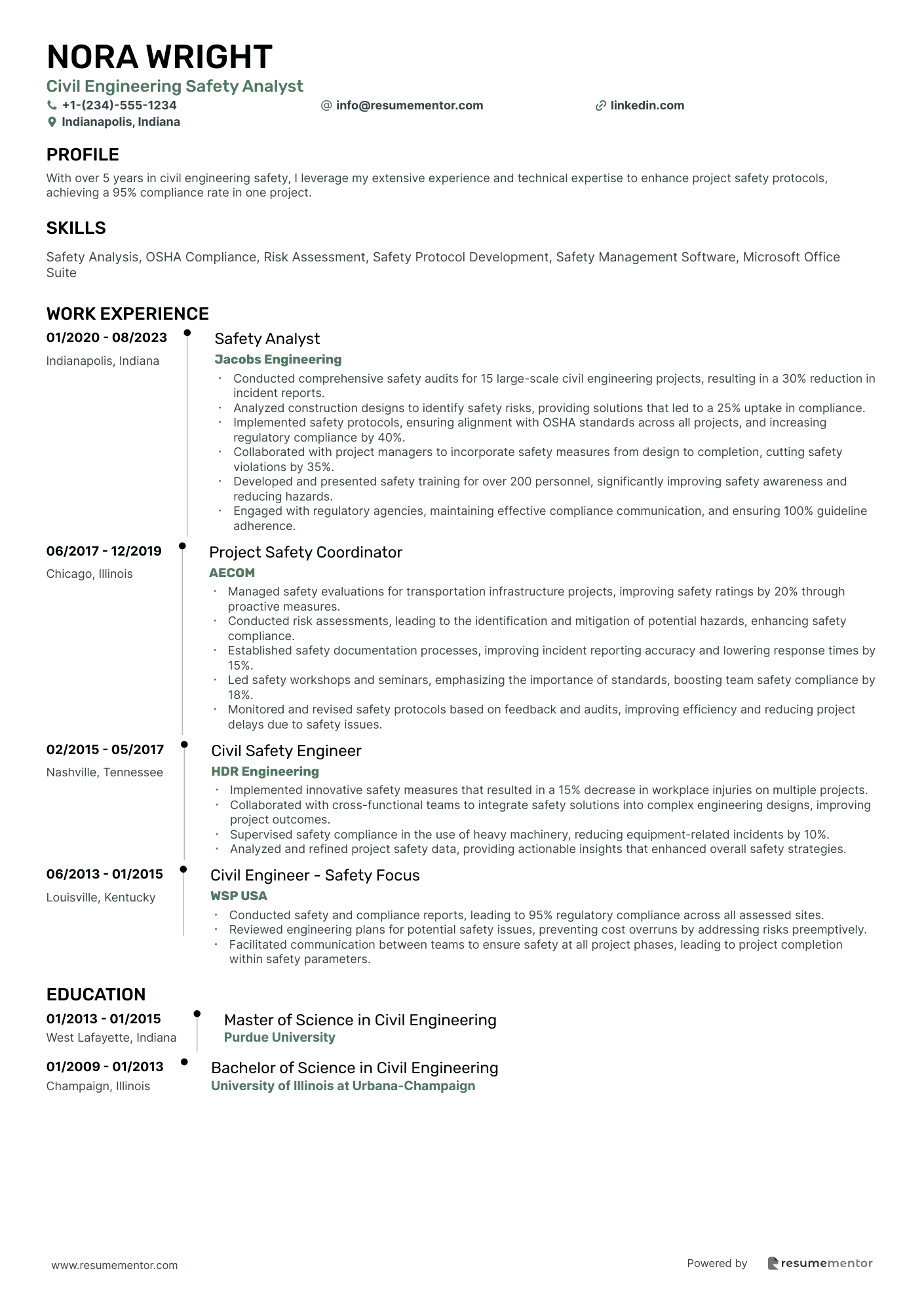 Civil Engineer Resume Example - Free to Edit ATS-Friendly PDF - 2025