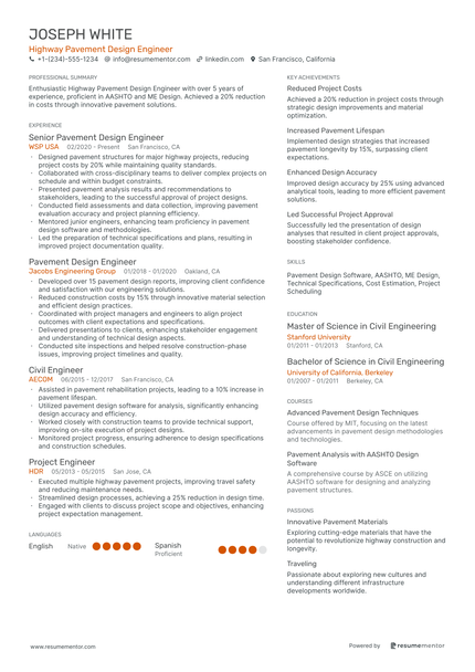 Civil Engineering Resume Examples - Free to Edit ATS-Friendly PDF - 2025