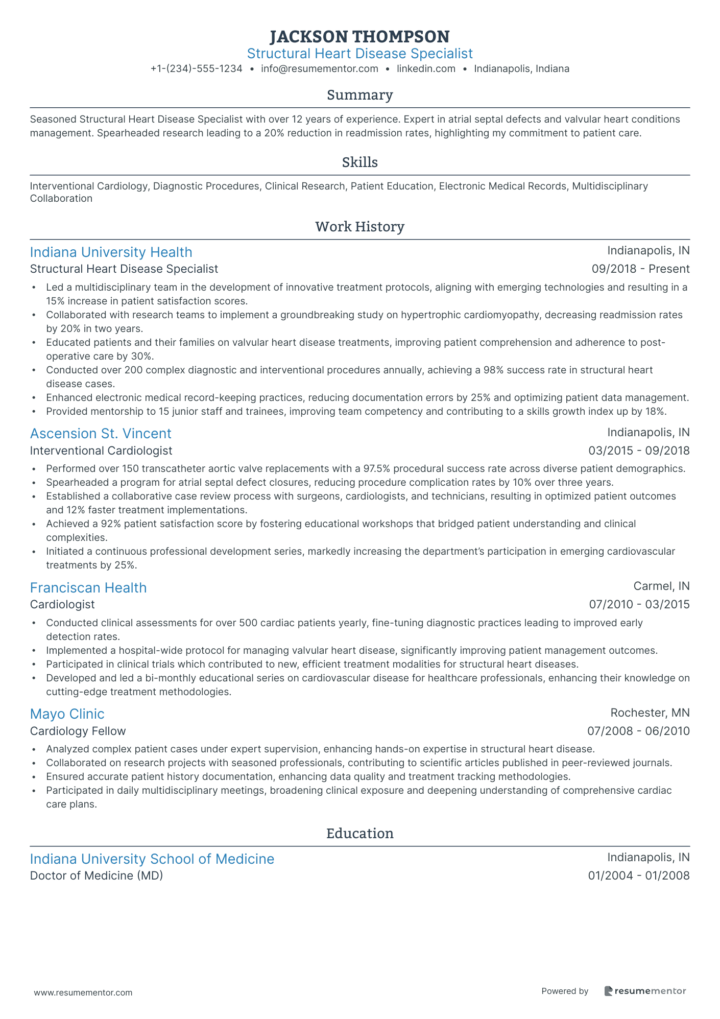 Cardiologist Resume Example - Free to Edit ATS-Friendly PDF - 2025