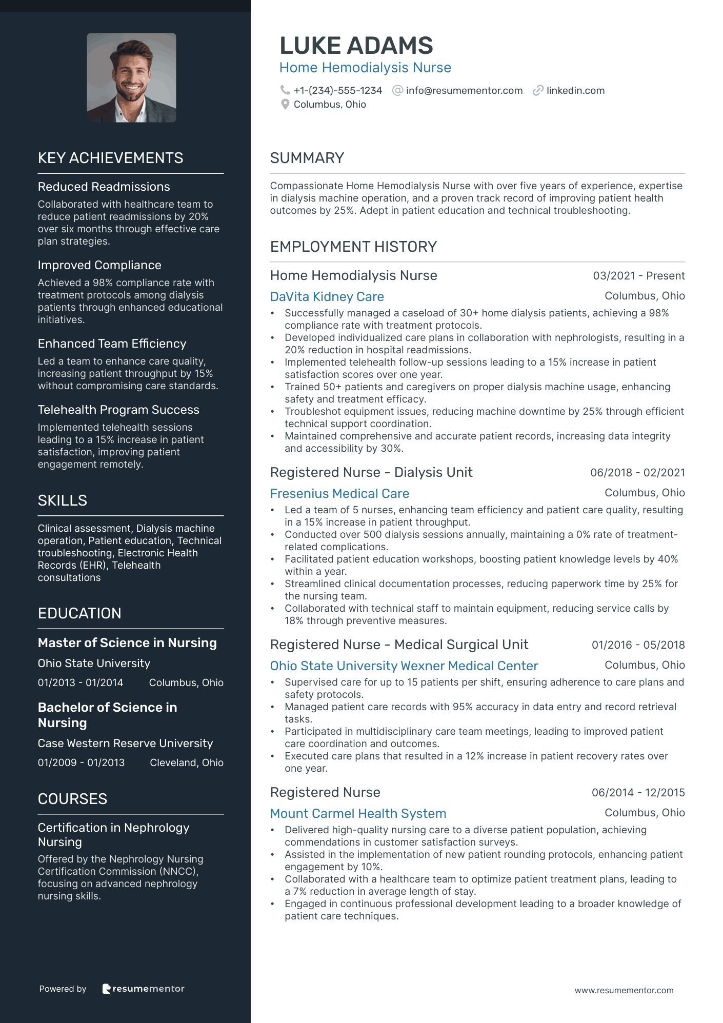 Dialysis Nurse Resume Example - Free to Edit ATS-Friendly PDF - 2025