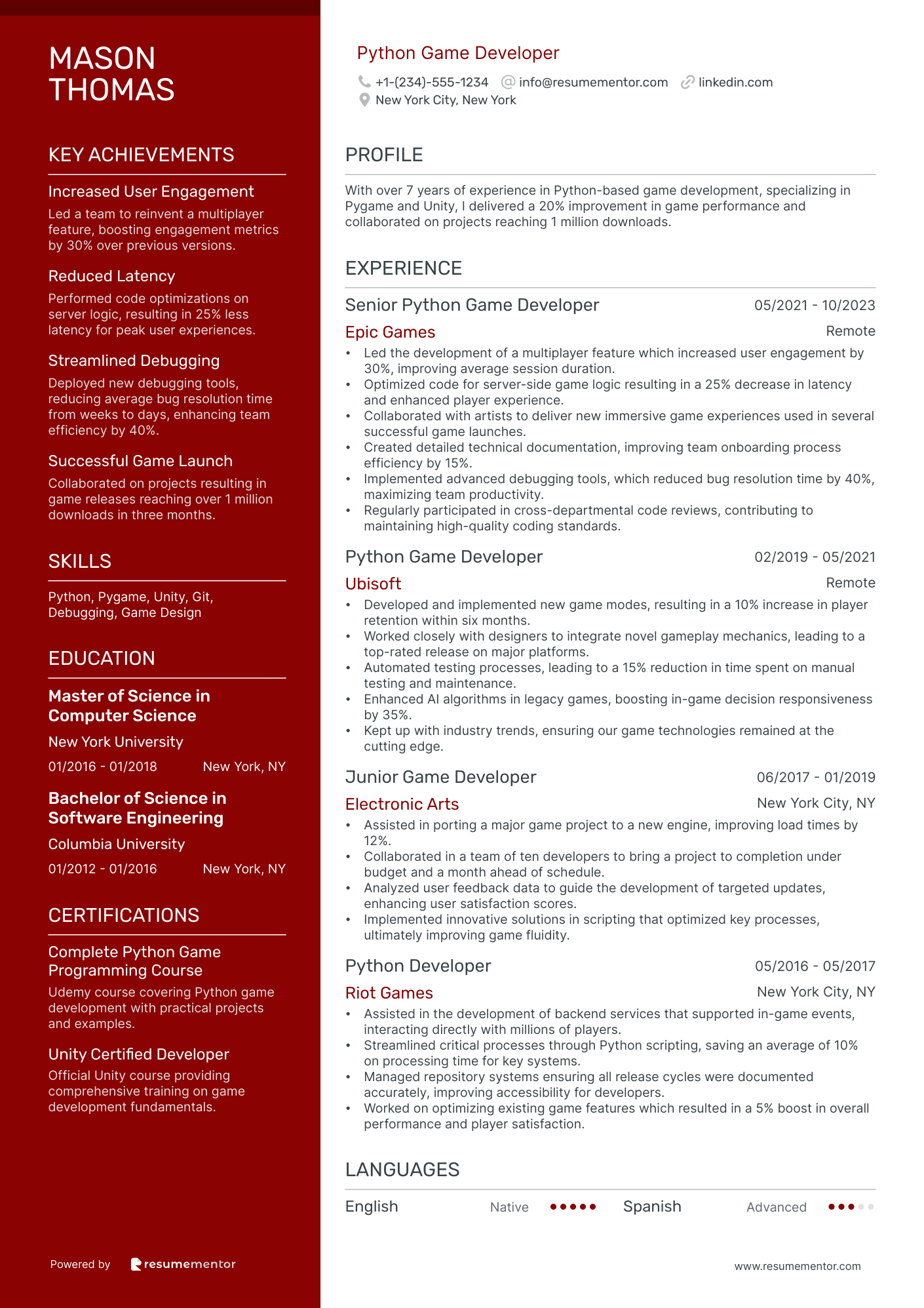 Python Developer Resume Example - Free to Edit ATS-Friendly PDF - 2025
