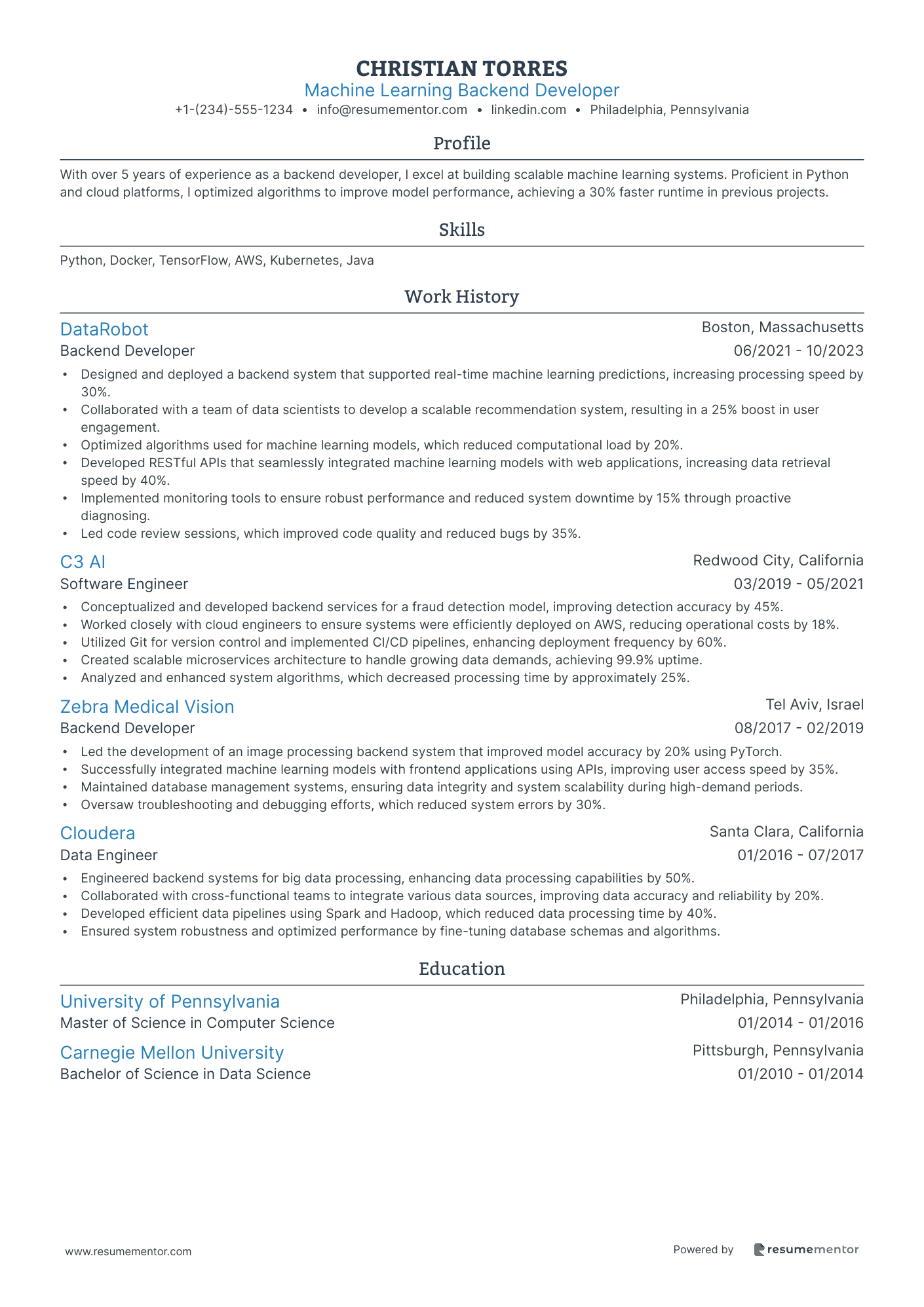 Backend Developer Resume Example - Free to Edit ATS-Friendly PDF - 2025