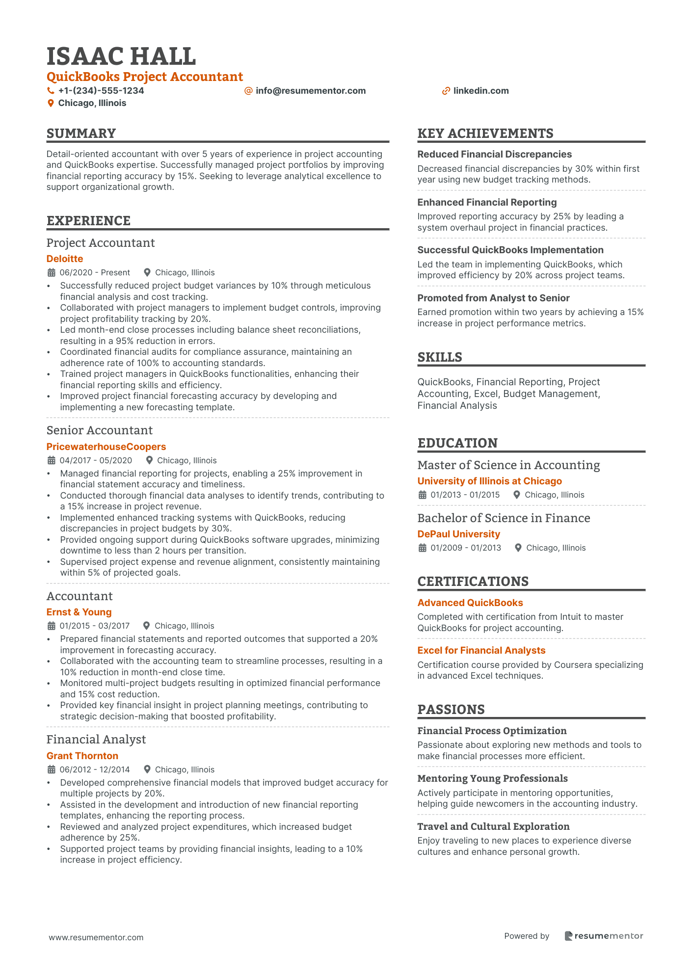 Quickbooks Accountant Resume Example - Free to Edit ATS-Friendly PDF - 2025