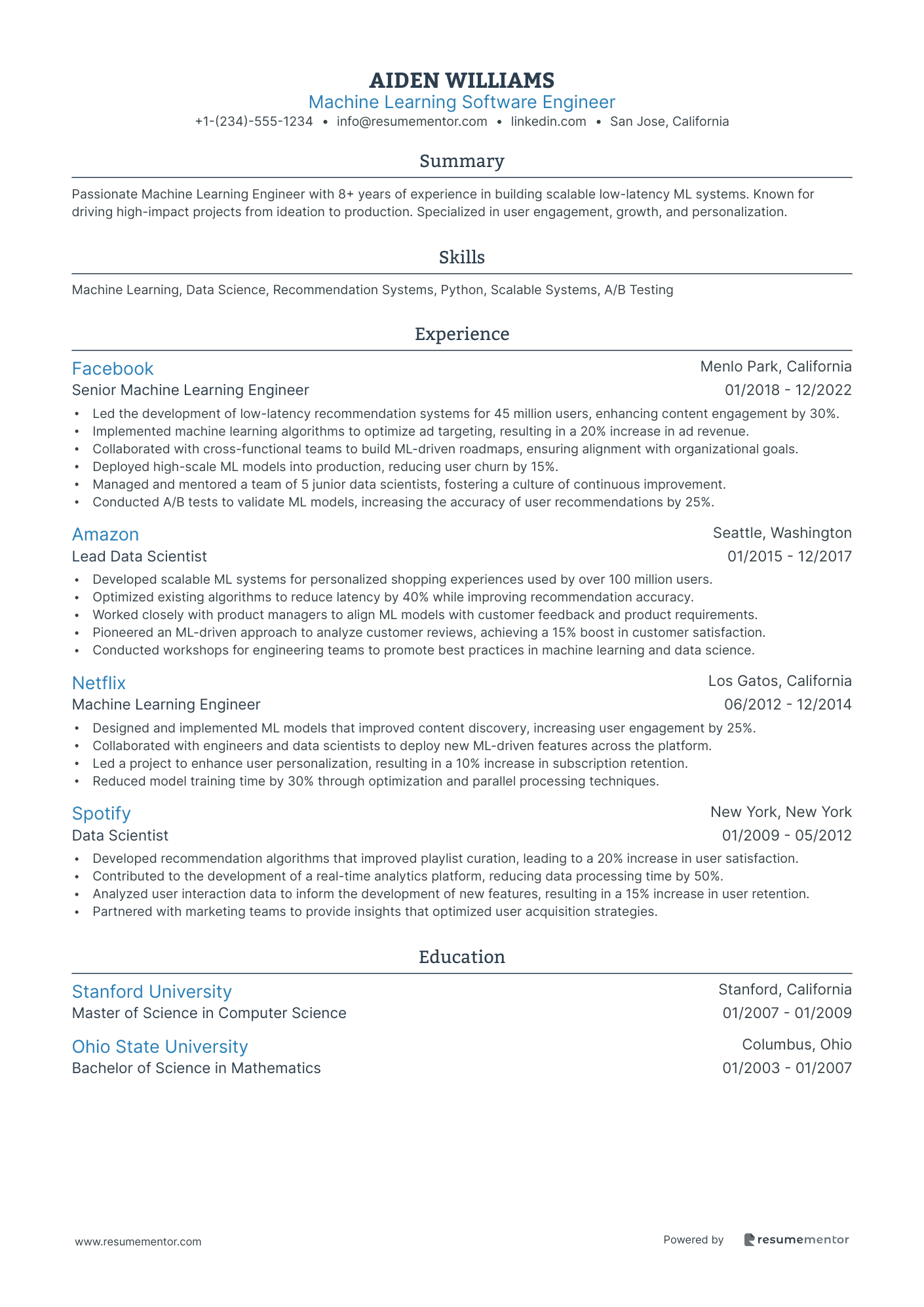 9 9+ Machine Learning Resume Examples - Free to Edit ATS-Friendly PDF ...