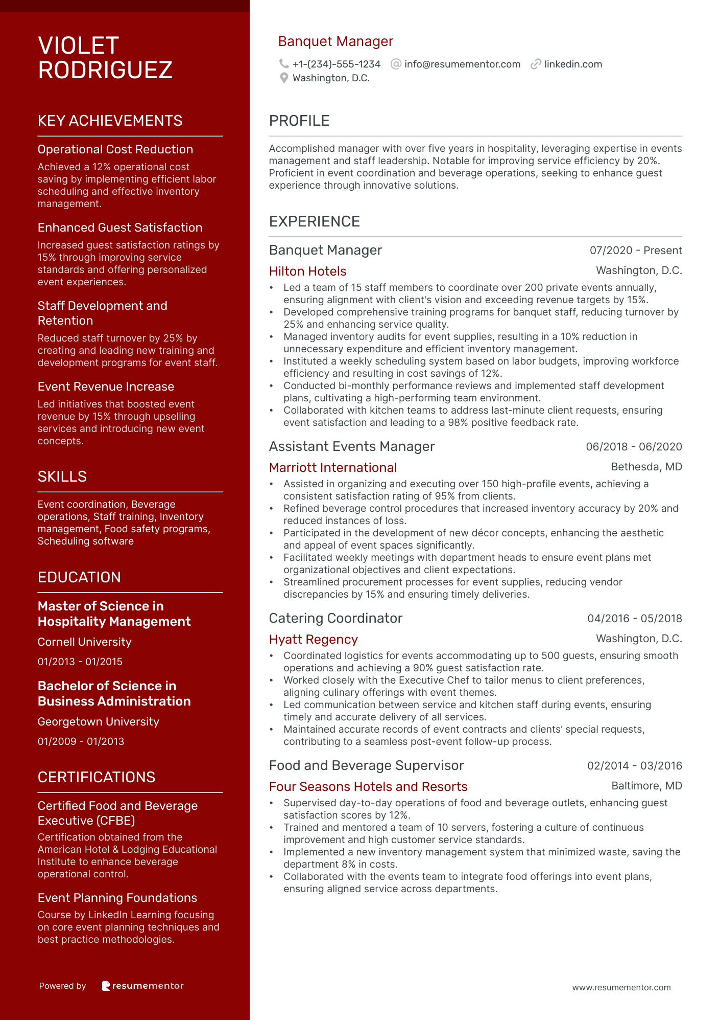 30 Hospitality Resume Examples - Free to Edit ATS-Friendly PDF - 2025
