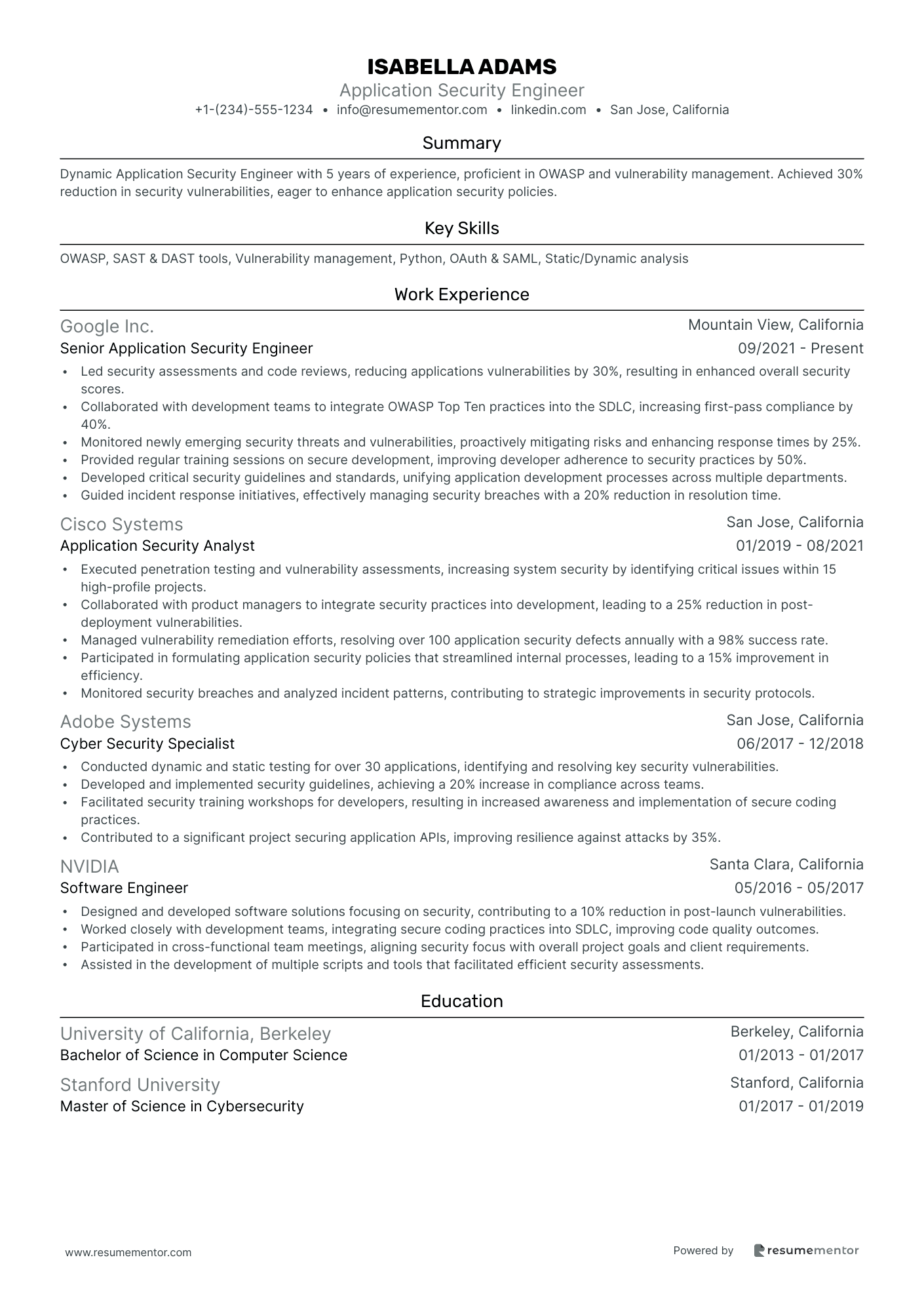 Security Engineer Resume Example - Free to Edit ATS-Friendly PDF - 2025