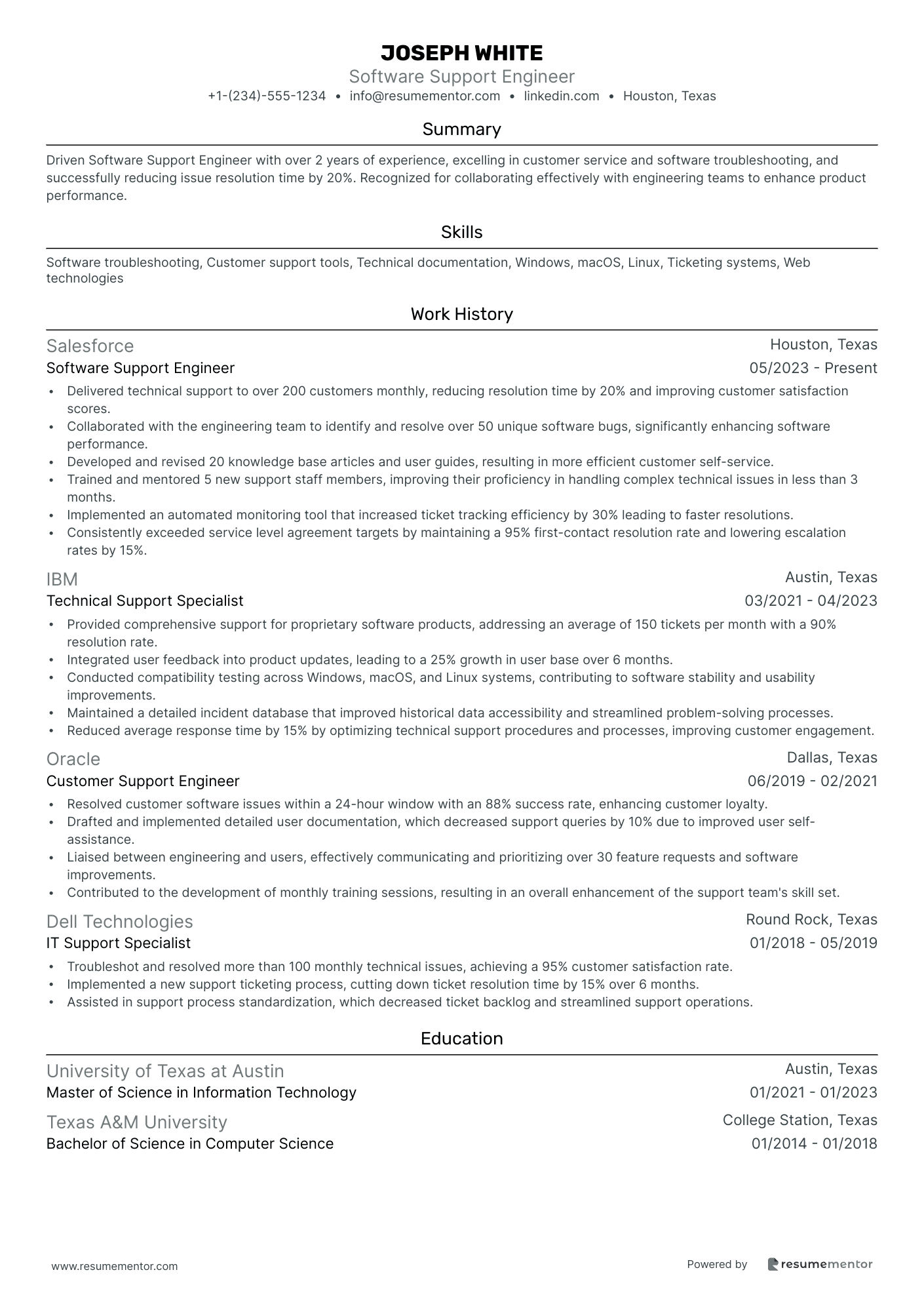 IT Support Engineer Resume Example - Free to Edit ATS-Friendly PDF - 2025