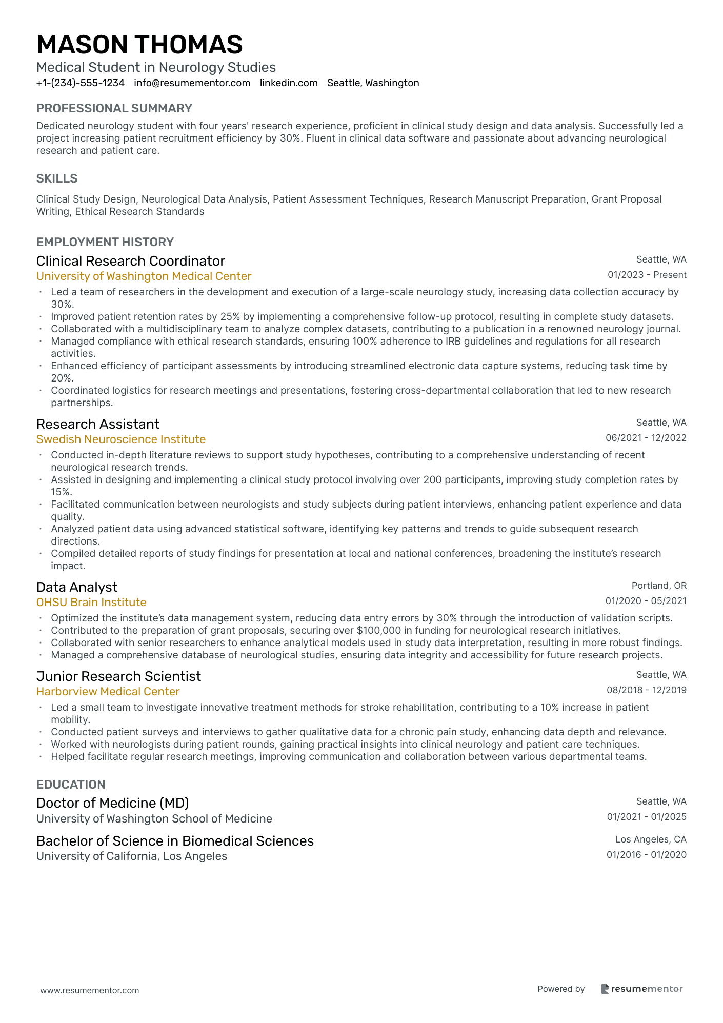 Medical Student Resume Example - Free to Edit ATS-Friendly PDF - 2025