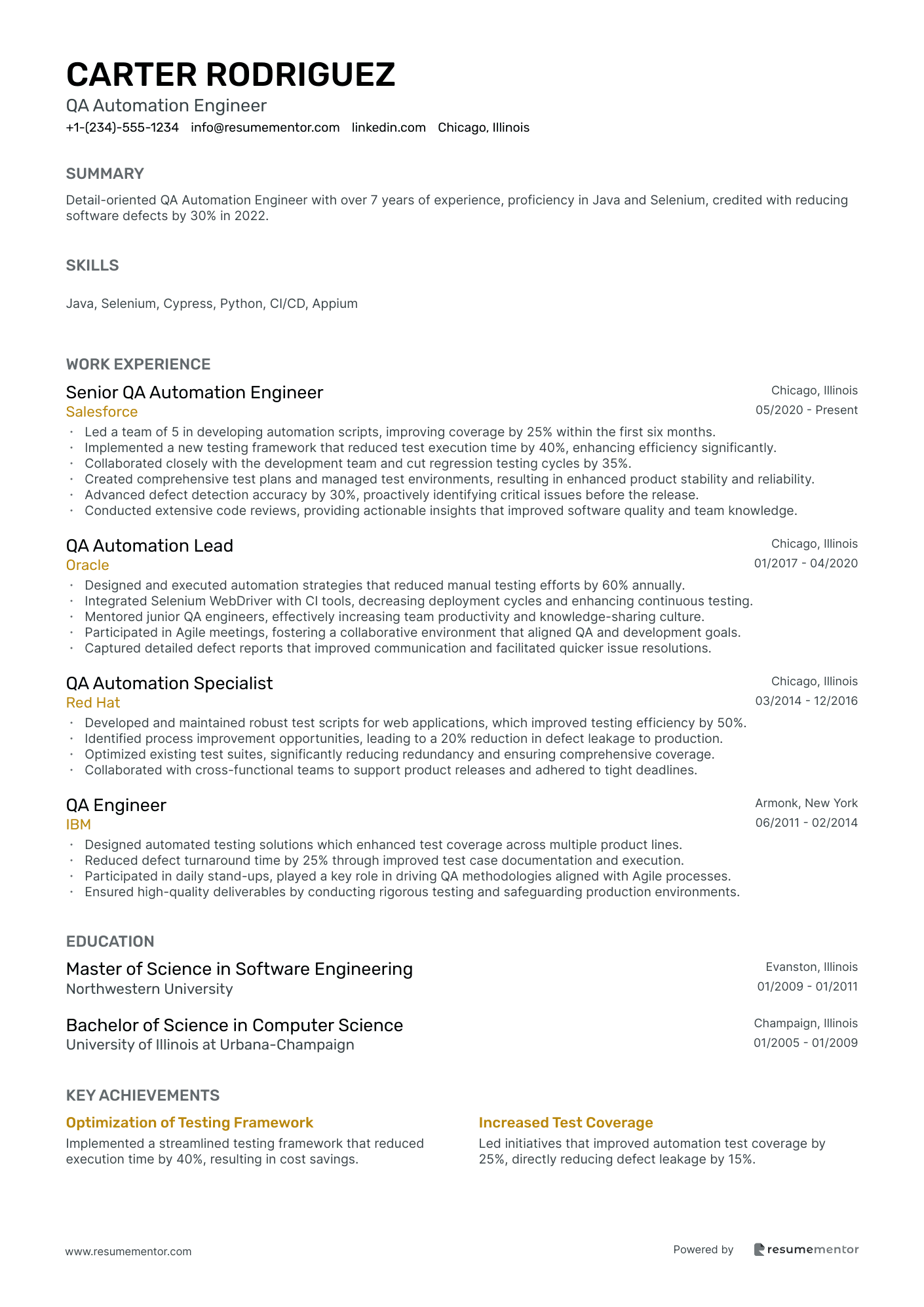 QA Engineer Resume Example - Free to Edit ATS-Friendly PDF - 2025