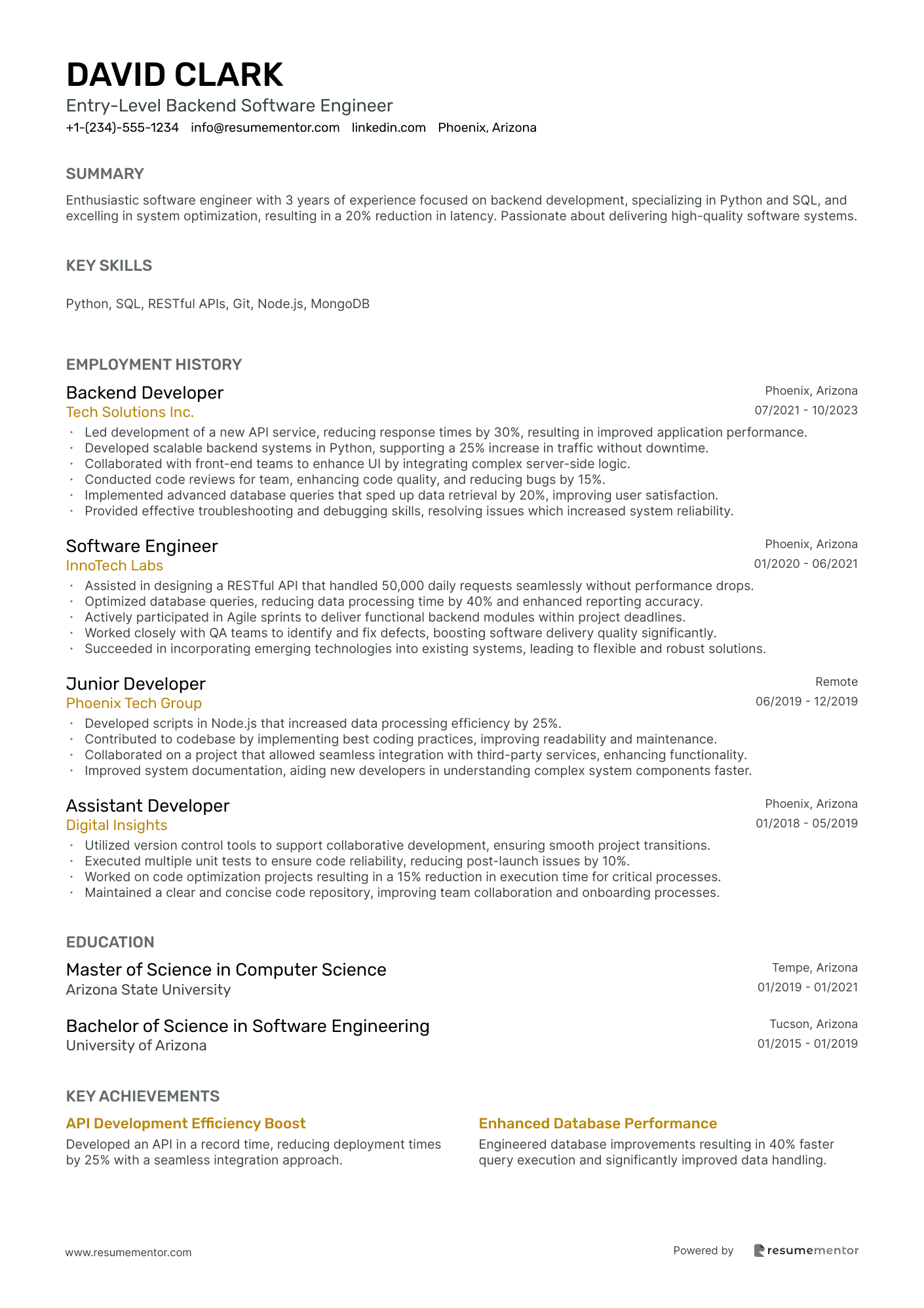 Entry-Level Software Engineer Resume Examples - Free to Edit ATS ...