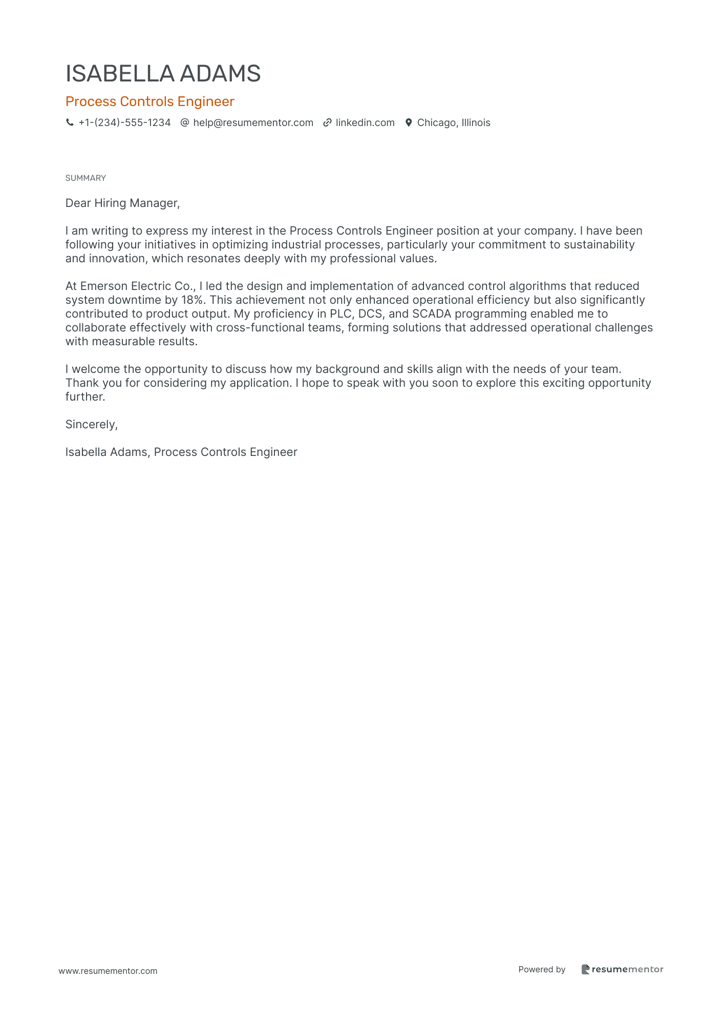 Controls Engineer Cover Letter Examples by ResumeMentor.com ...