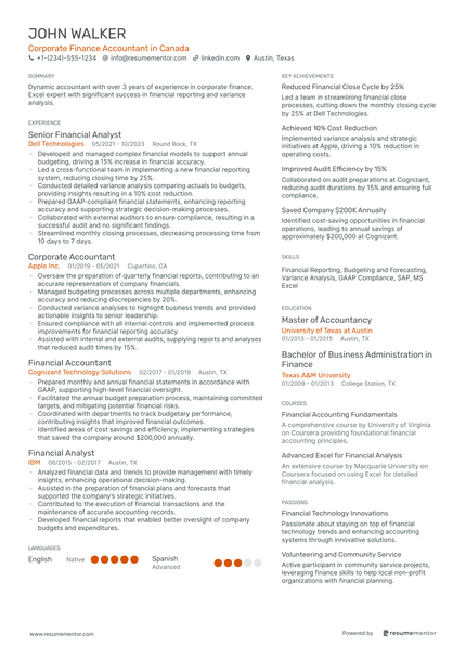 Canadian Accountant Resume Example - Free to Edit ATS-Friendly PDF - 2025