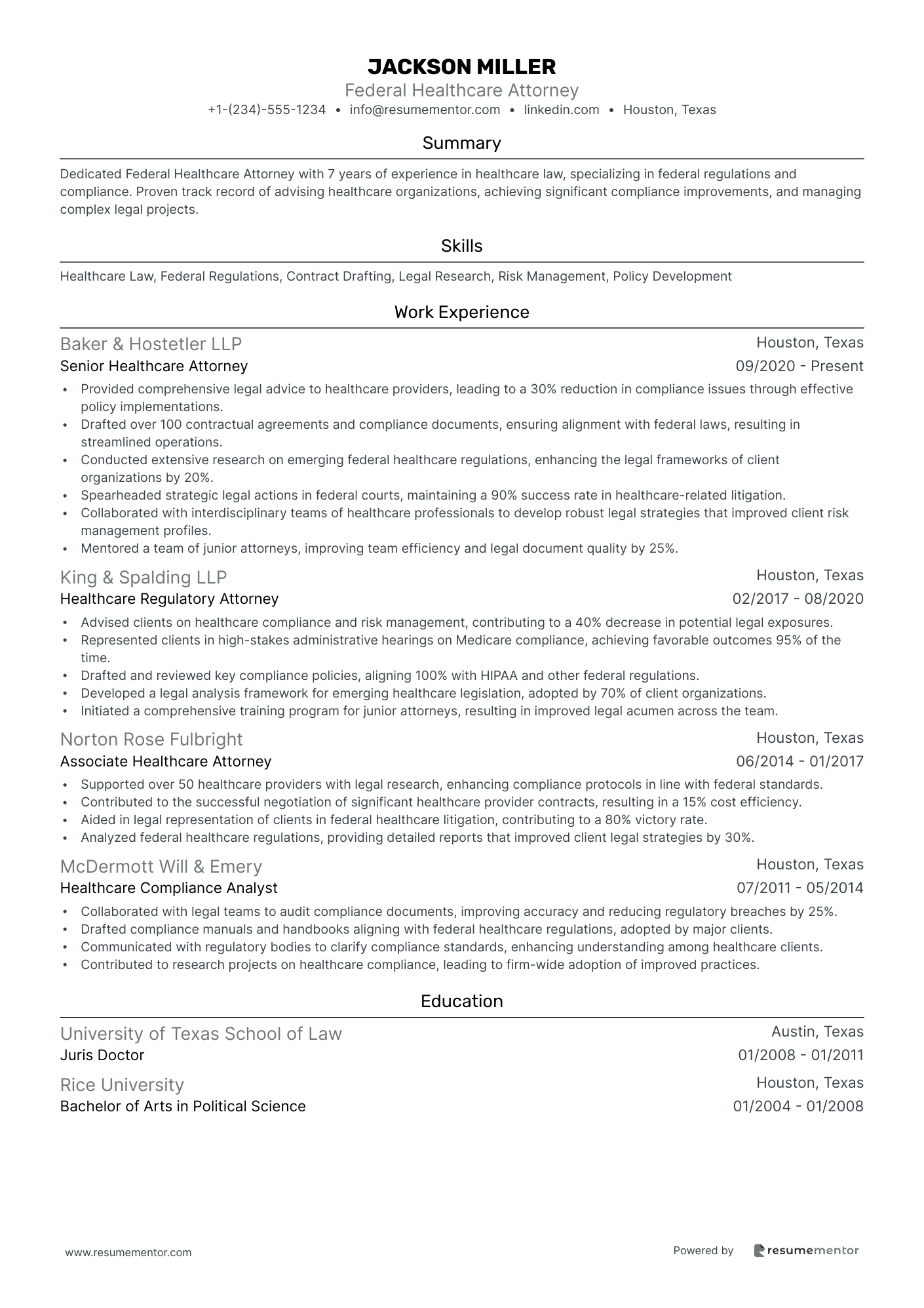 Federal Attorney Resume Example - Free to Edit ATS-Friendly PDF - 2025