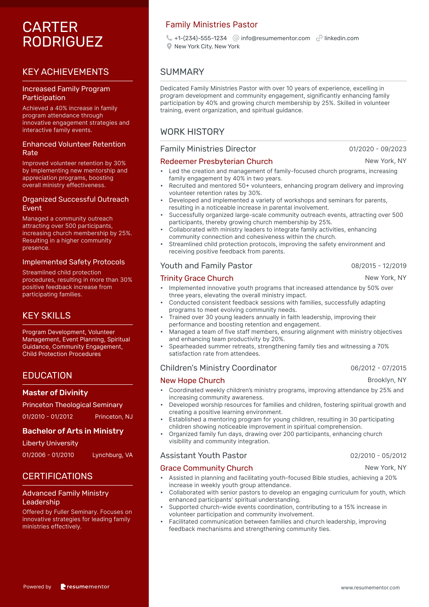 Pastor Resume Examples - Free to Edit ATS-Friendly PDF - 2025