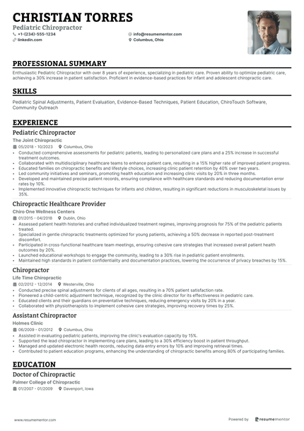 Chiropractor Resume Examples - Free to Edit ATS-Friendly PDF - 2025