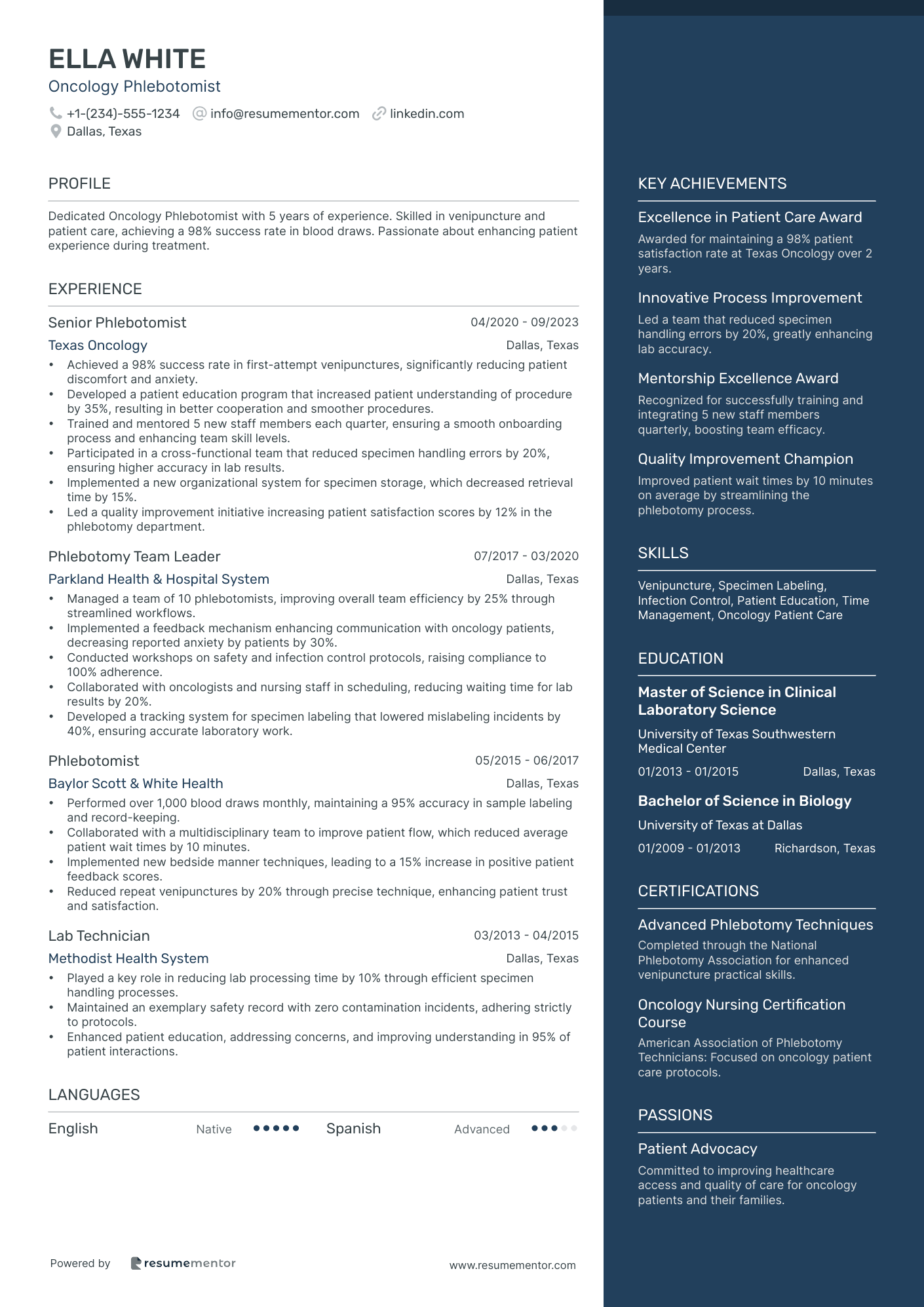 Phlebotomist Resume Examples - Free to Edit ATS-Friendly PDF - 2025