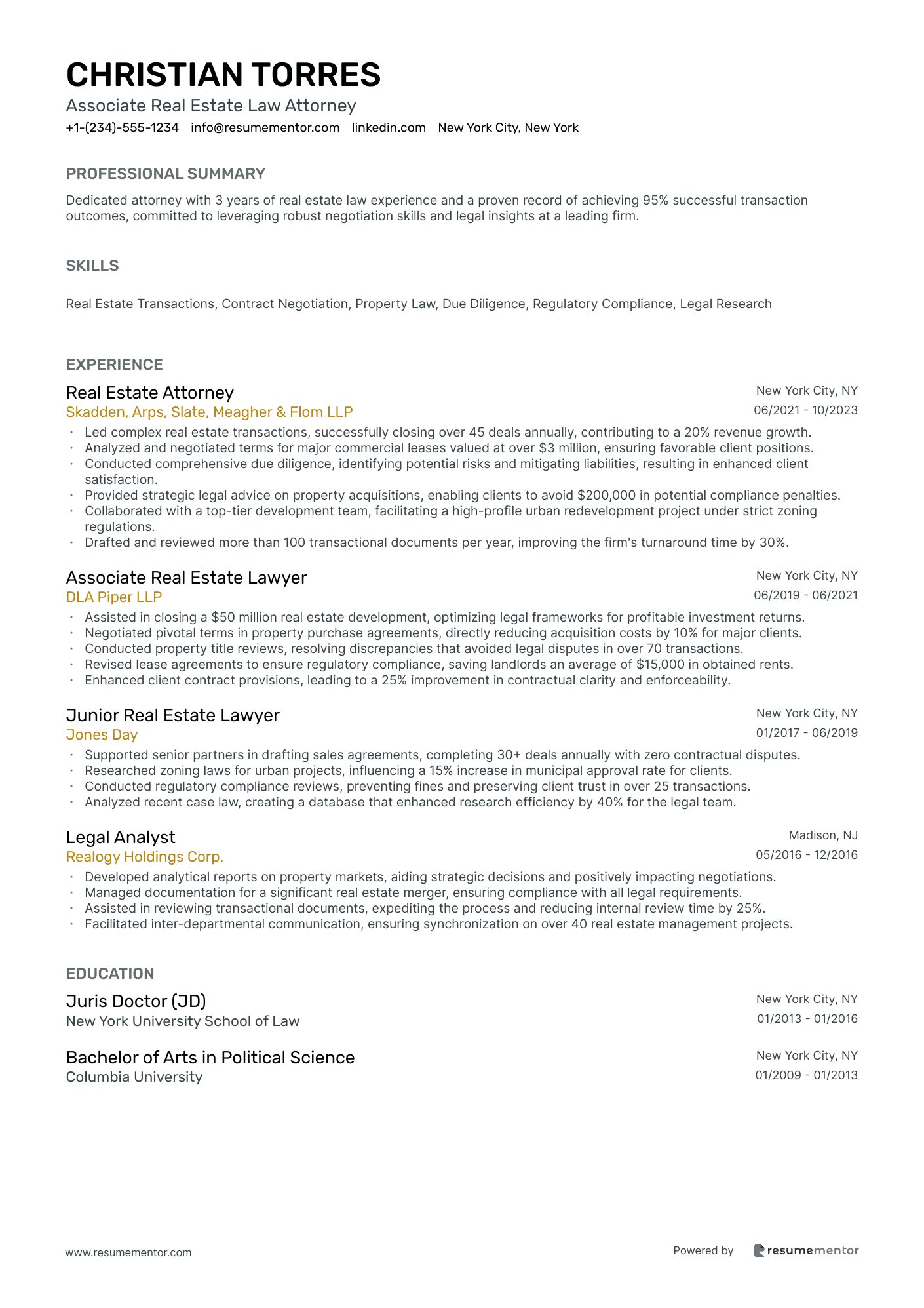 Associate Attorney Resume Example - Free to Edit ATS-Friendly PDF - 2025
