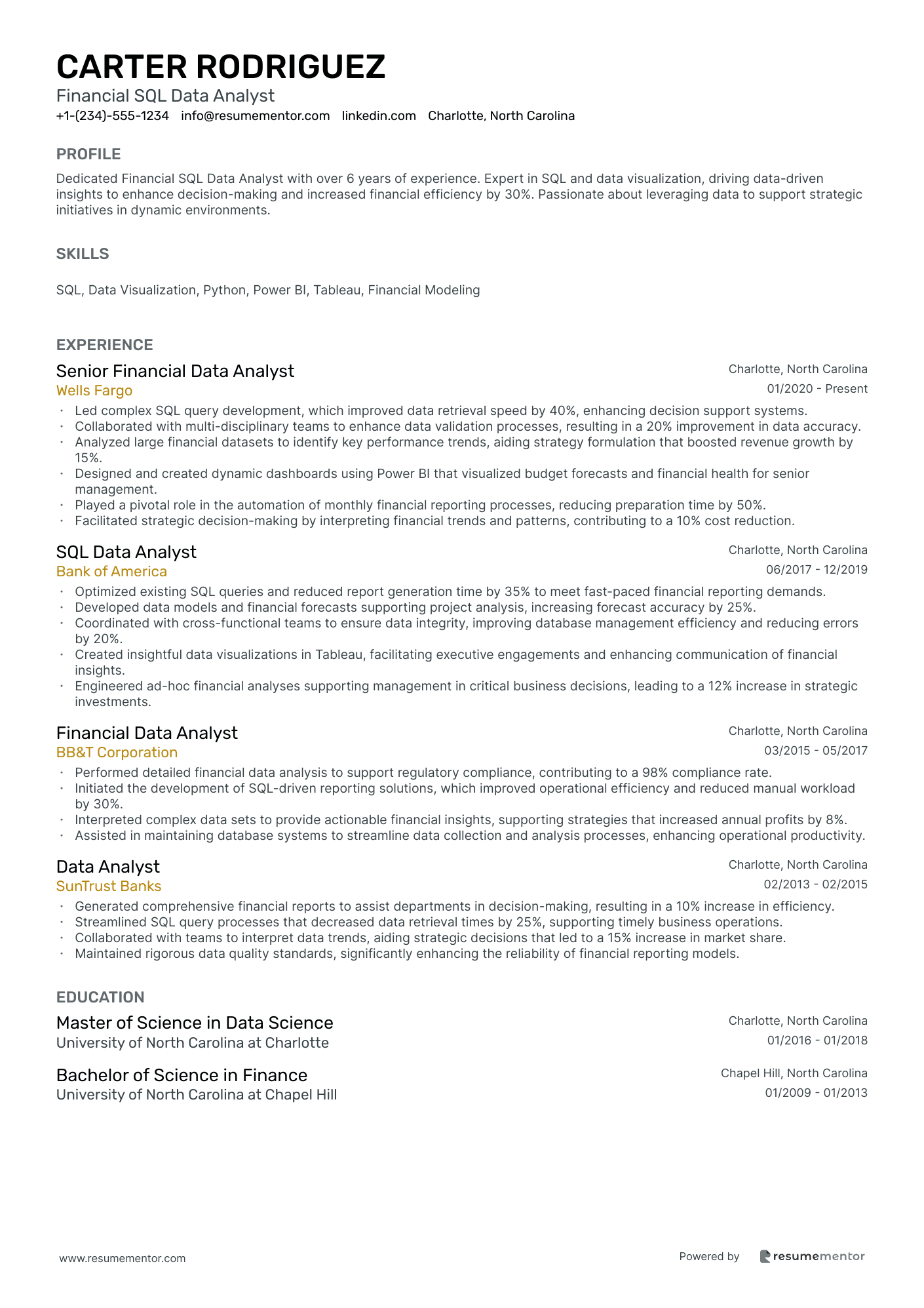 SQL Data Analyst Resume Example - Free to Edit ATS-Friendly PDF - 2025