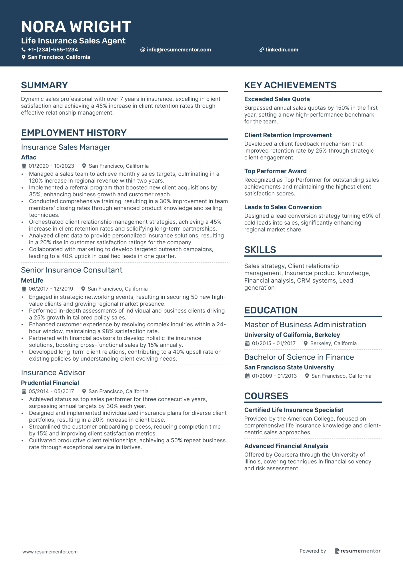 Insurance Sales Resume Example - Free to Edit ATS-Friendly PDF - 2025